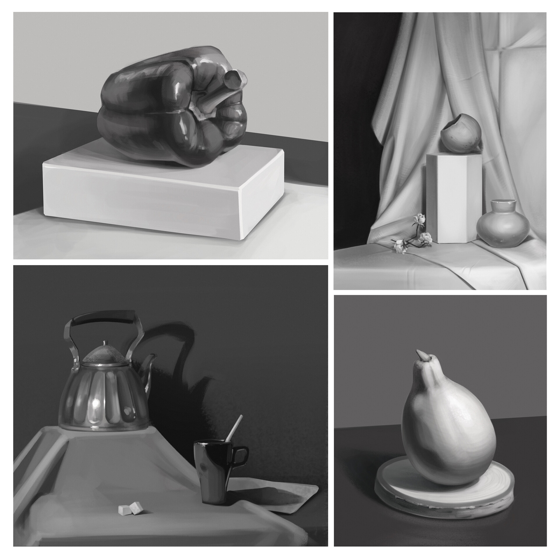 ArtStation - black and white study