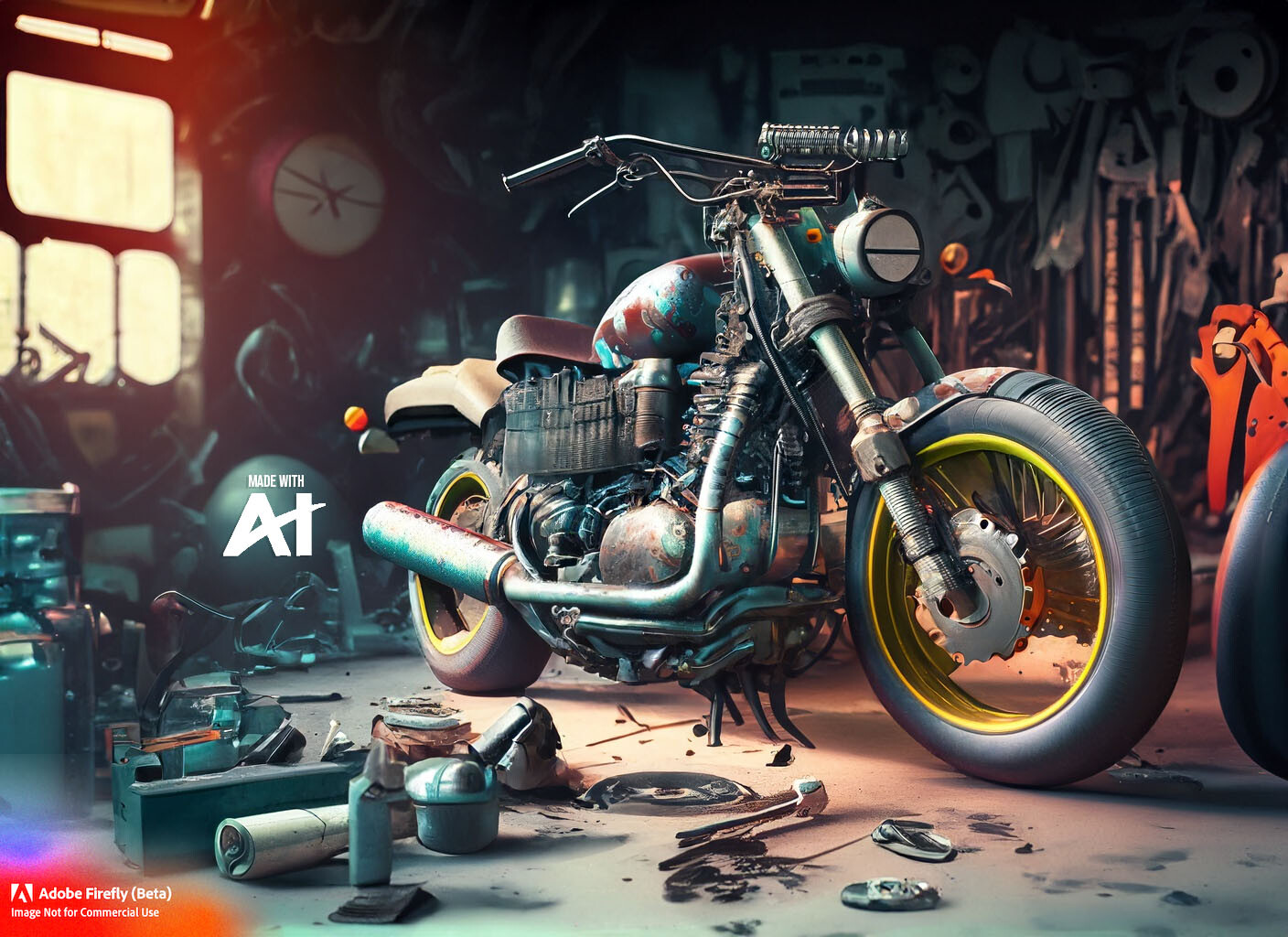 ArtStation - An Abandoned Motorcycle Garage- an 'AI' concept art ...