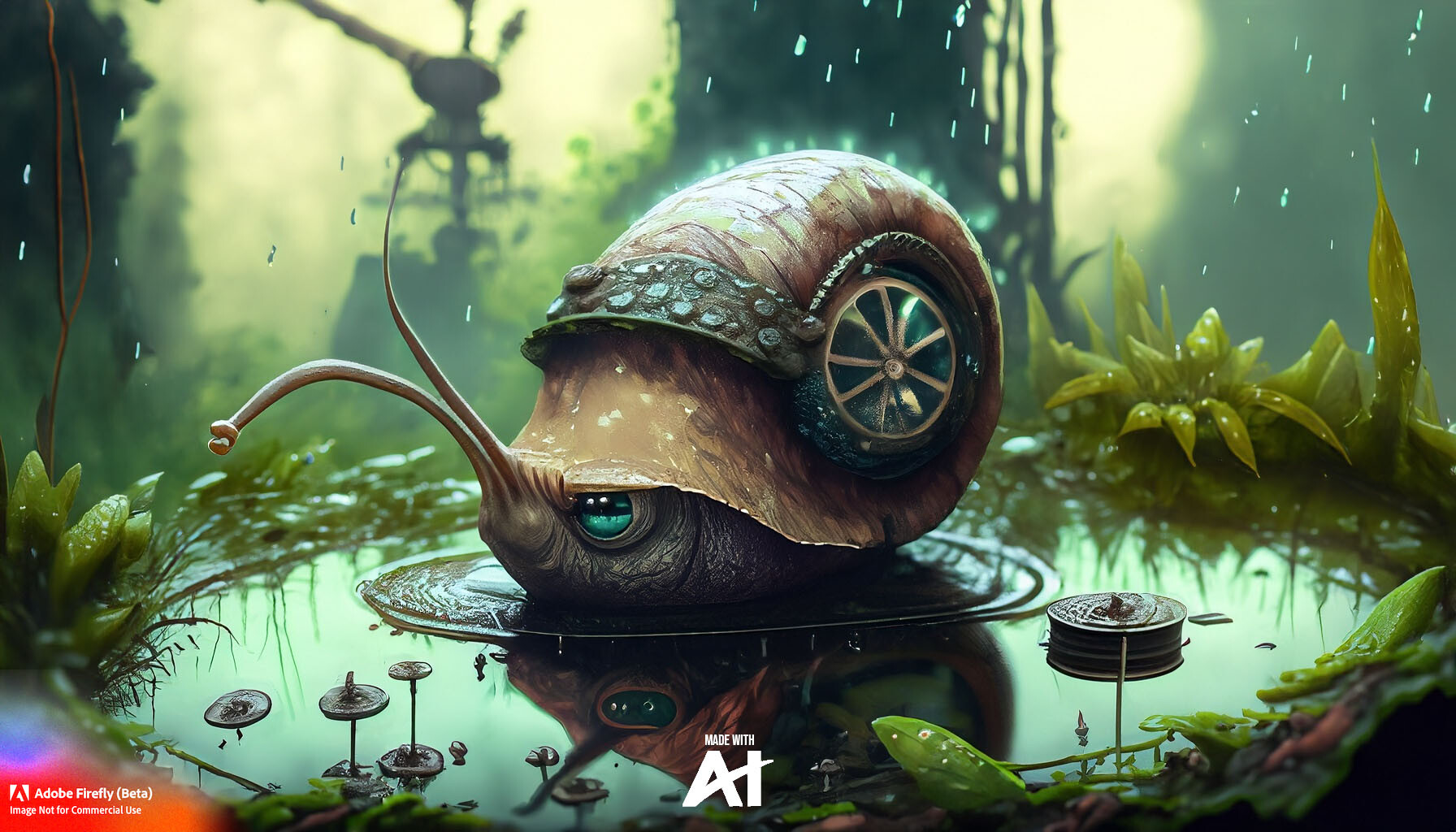 ArtStation - Happy Snails- an 'AI' concept art created using Adobe Firefly.