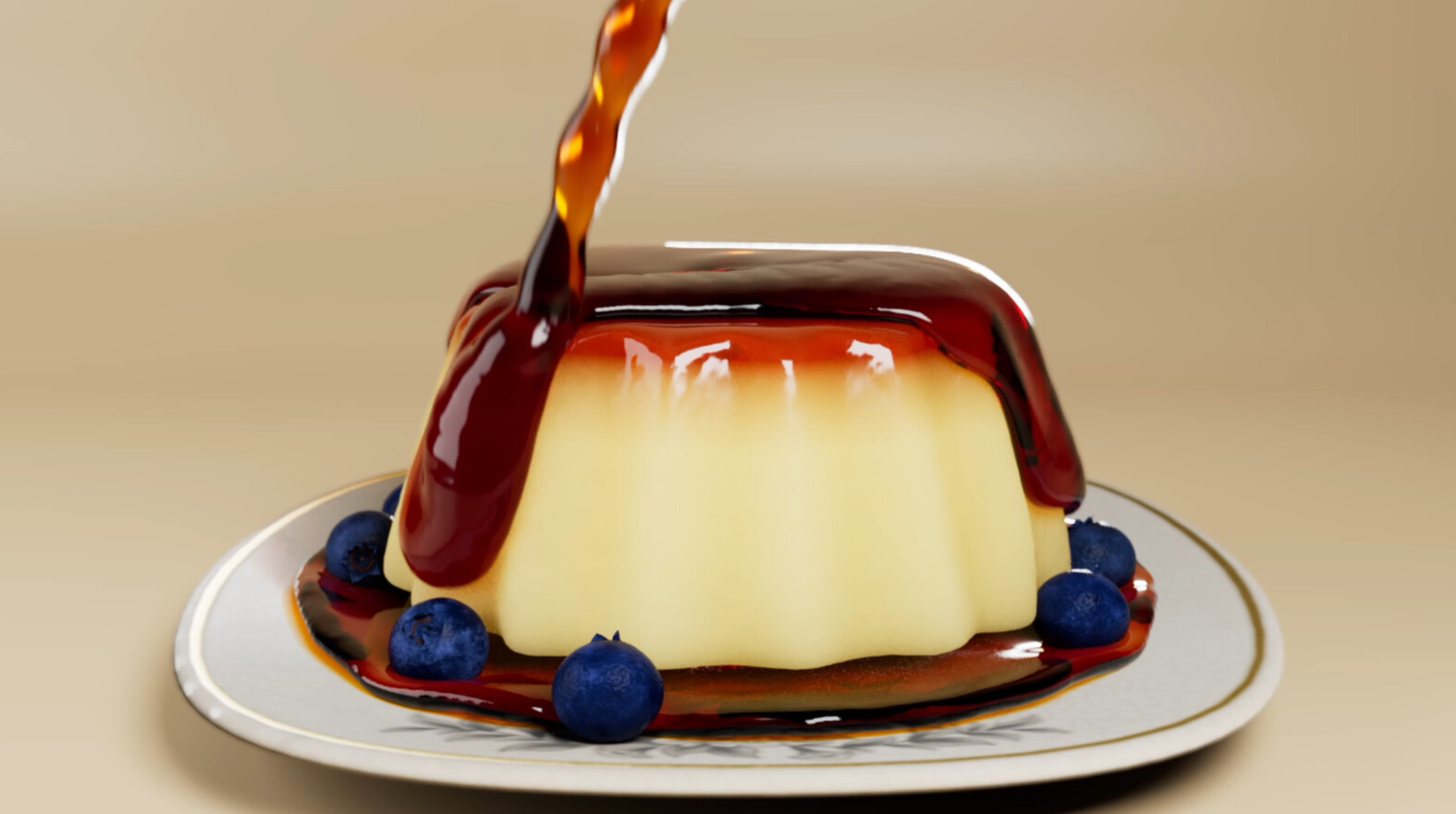 ArtStation - Pudding, Blueberries and Caramel