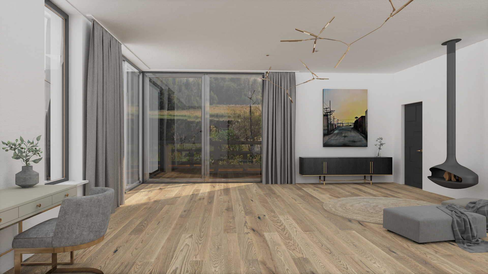 ArtStation - Bedroom in house near pond. 3d model & visualization