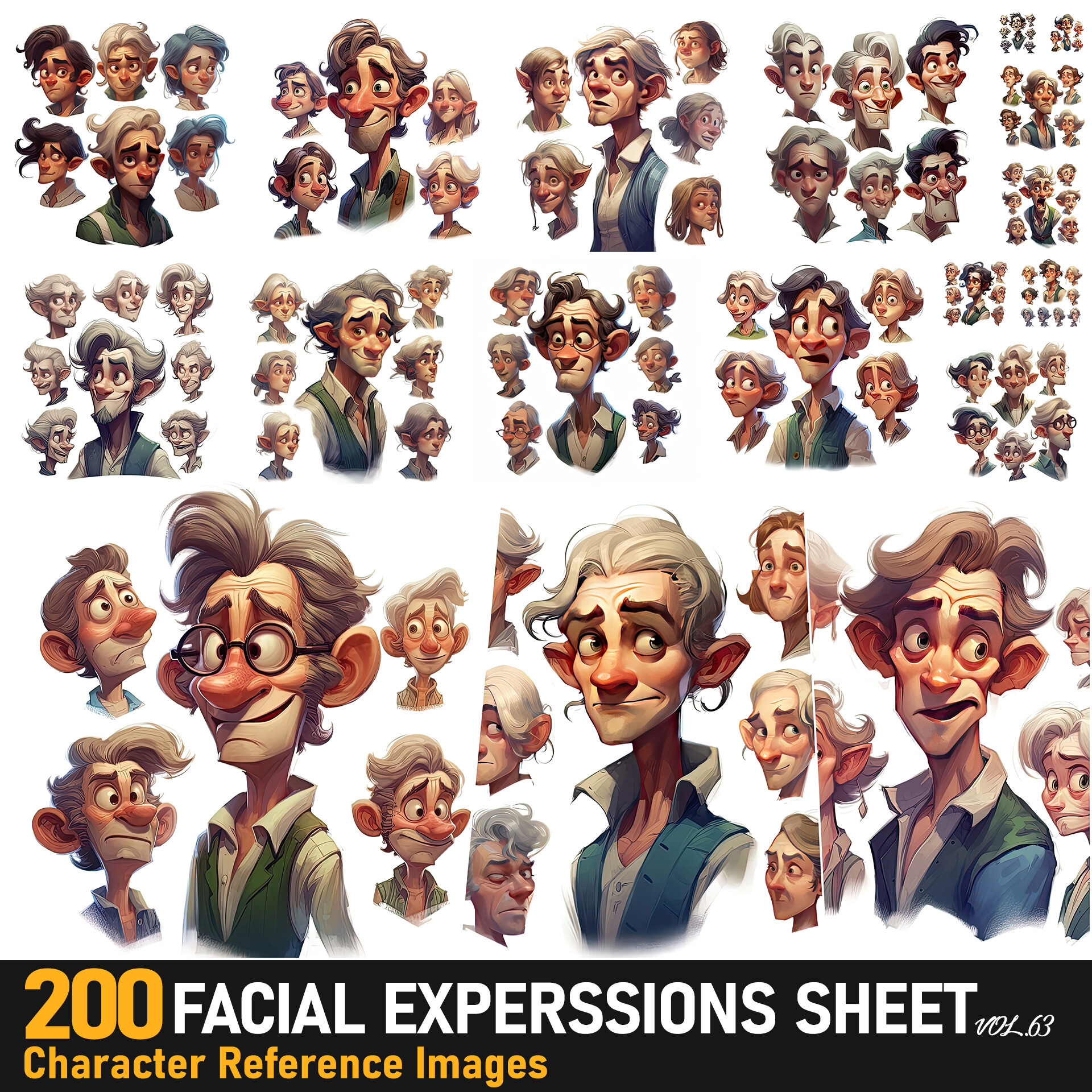 ArtStation - facial expressions sheet VPL.63|4K Reference Images