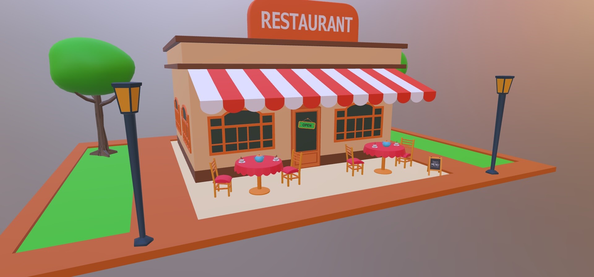 ArtStation - Low Poly Restaurant