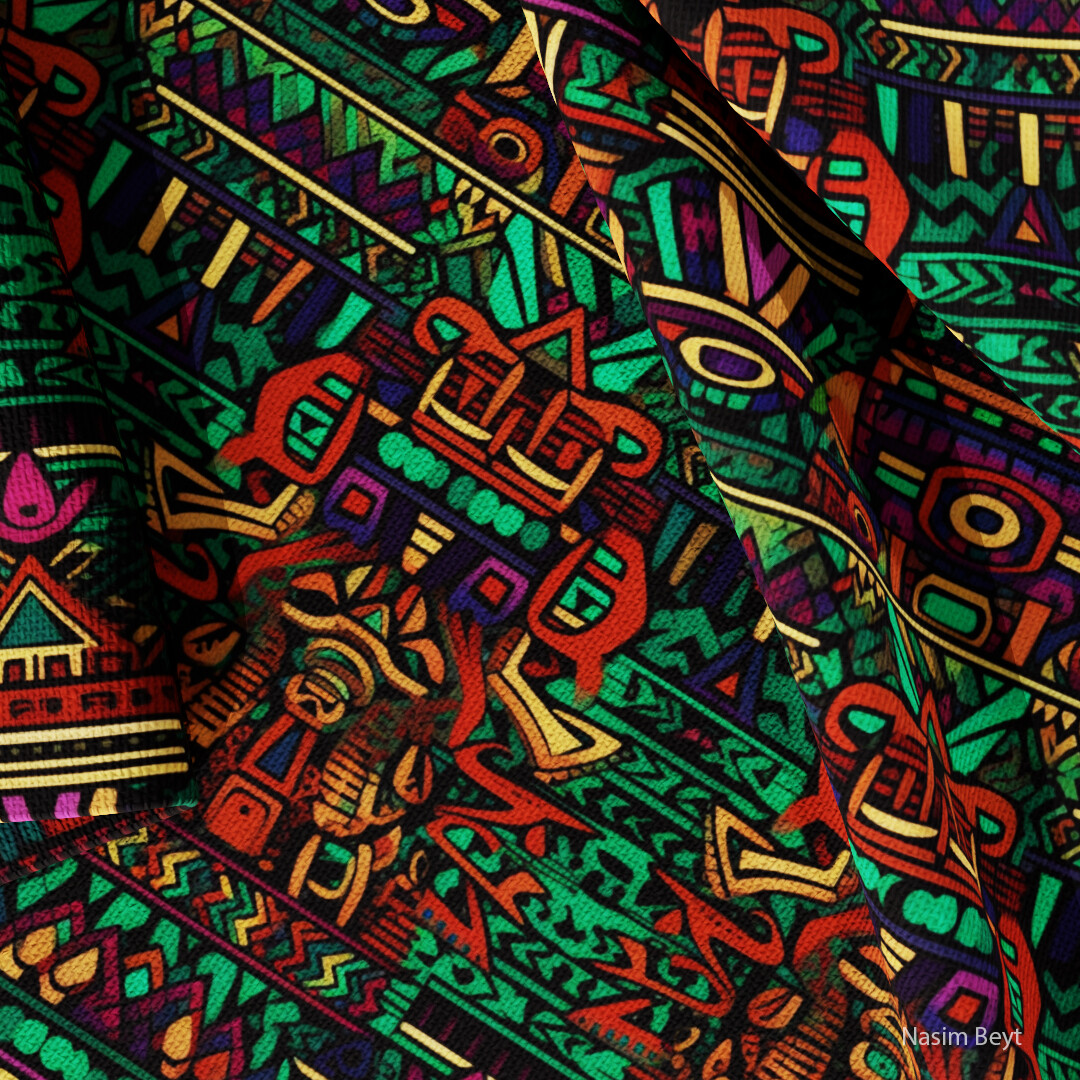 ArtStation - 50 Tileable Aztec Pattern Fabric Materials-VOL16. SBSAR