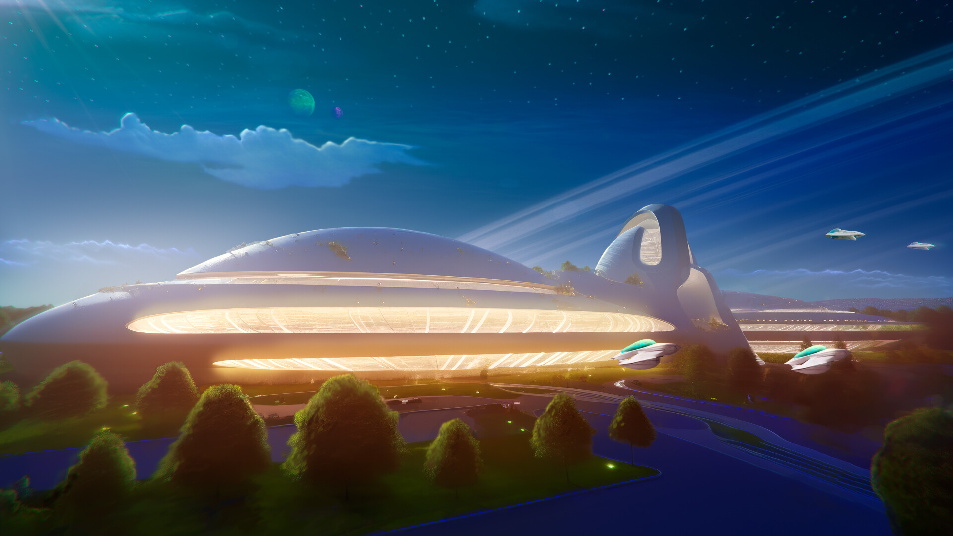 ArtStation - Space Academy Headquarters (Aurora) Exterior - Concept ...