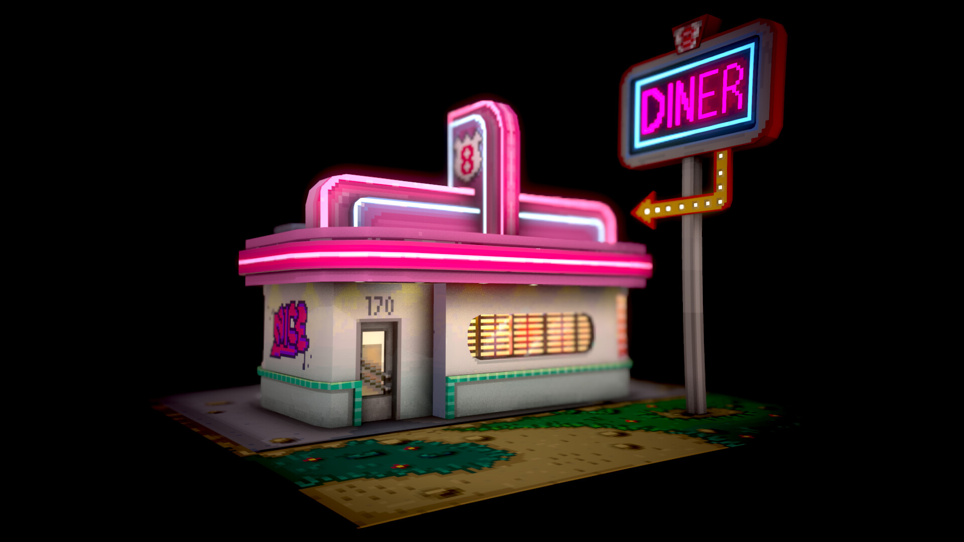 ArtStation - 3D Pixel Diner