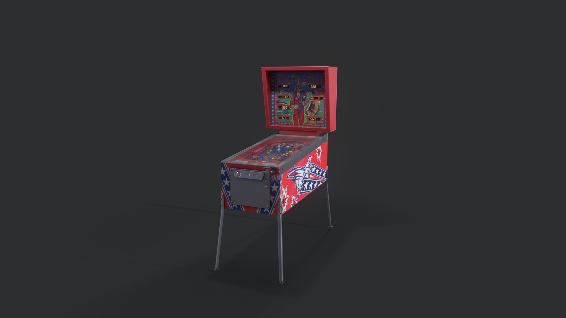 ArtStation - Retro Pinball Machine "SIX MILLION DOLLAR MAN BALLY"