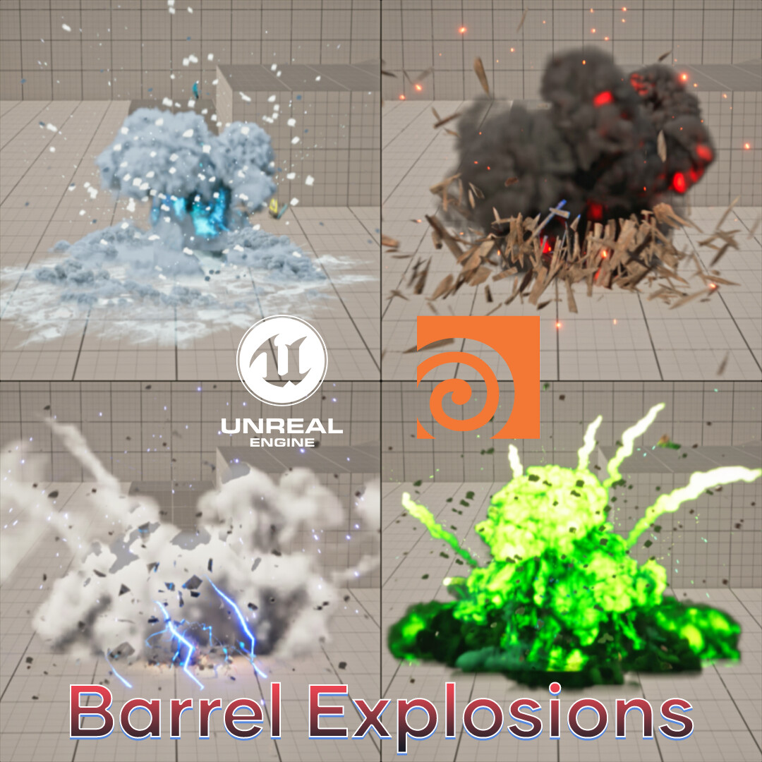 ArtStation - Elemental barrel explosion UE5