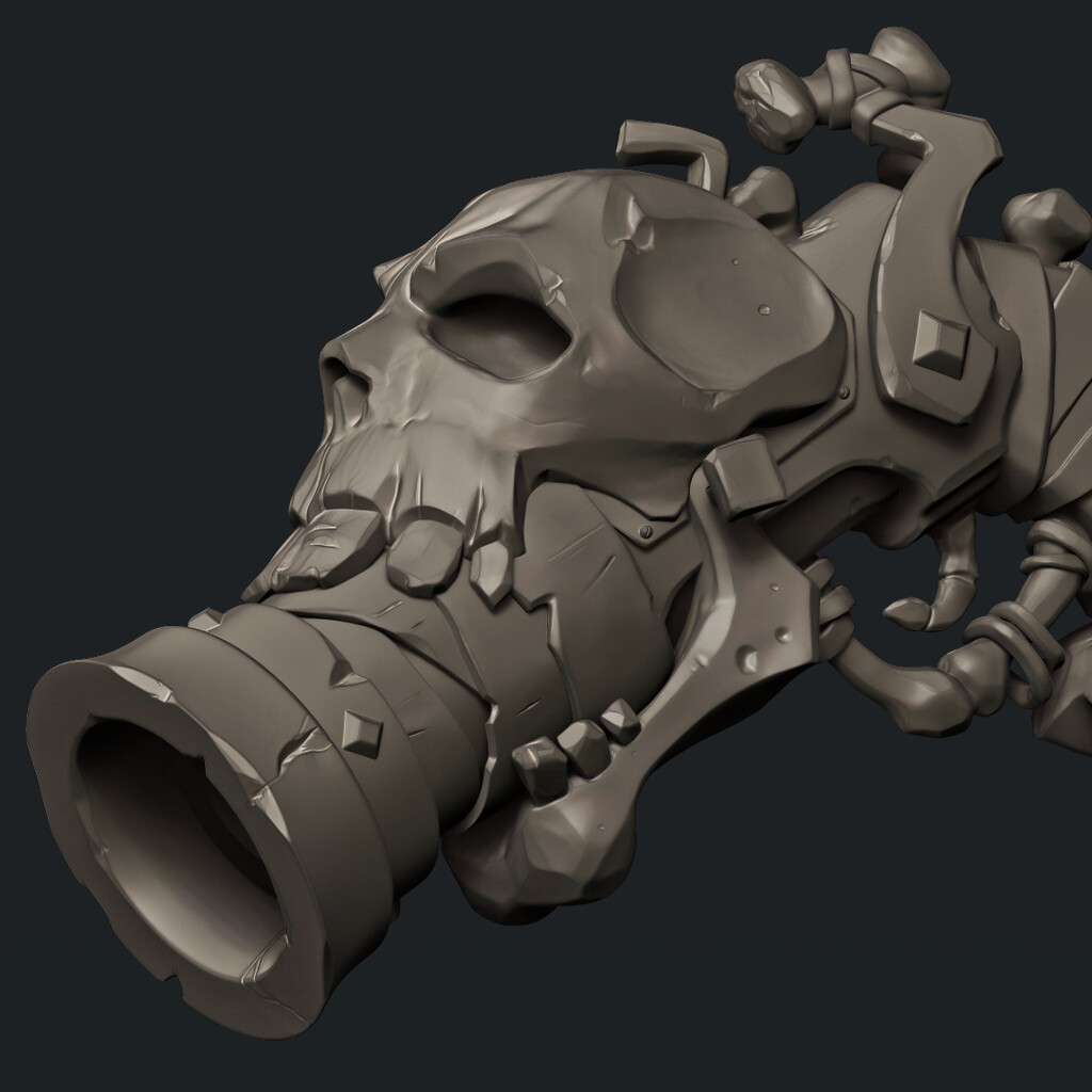 ArtStation - Stylized 3D Pistol Of the Cursed Cranium