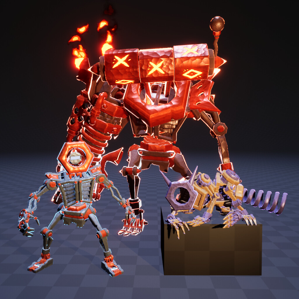 ArtStation - Robot Player, Boss and Cat - Scrapped Away - 3D Character