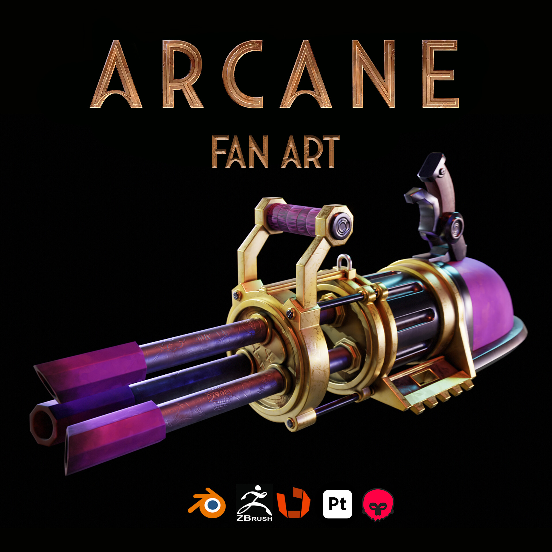 ArtStation - Arcane Jinx "POW-POW" minigun fan art