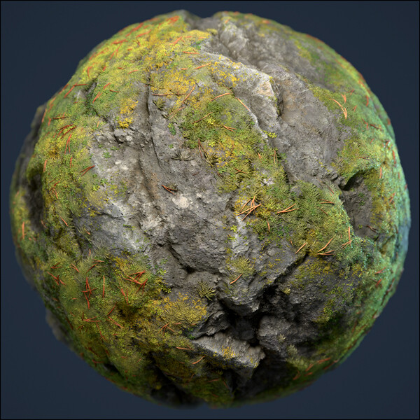 ArtStation - Procedural Mossy Ground Rock Material