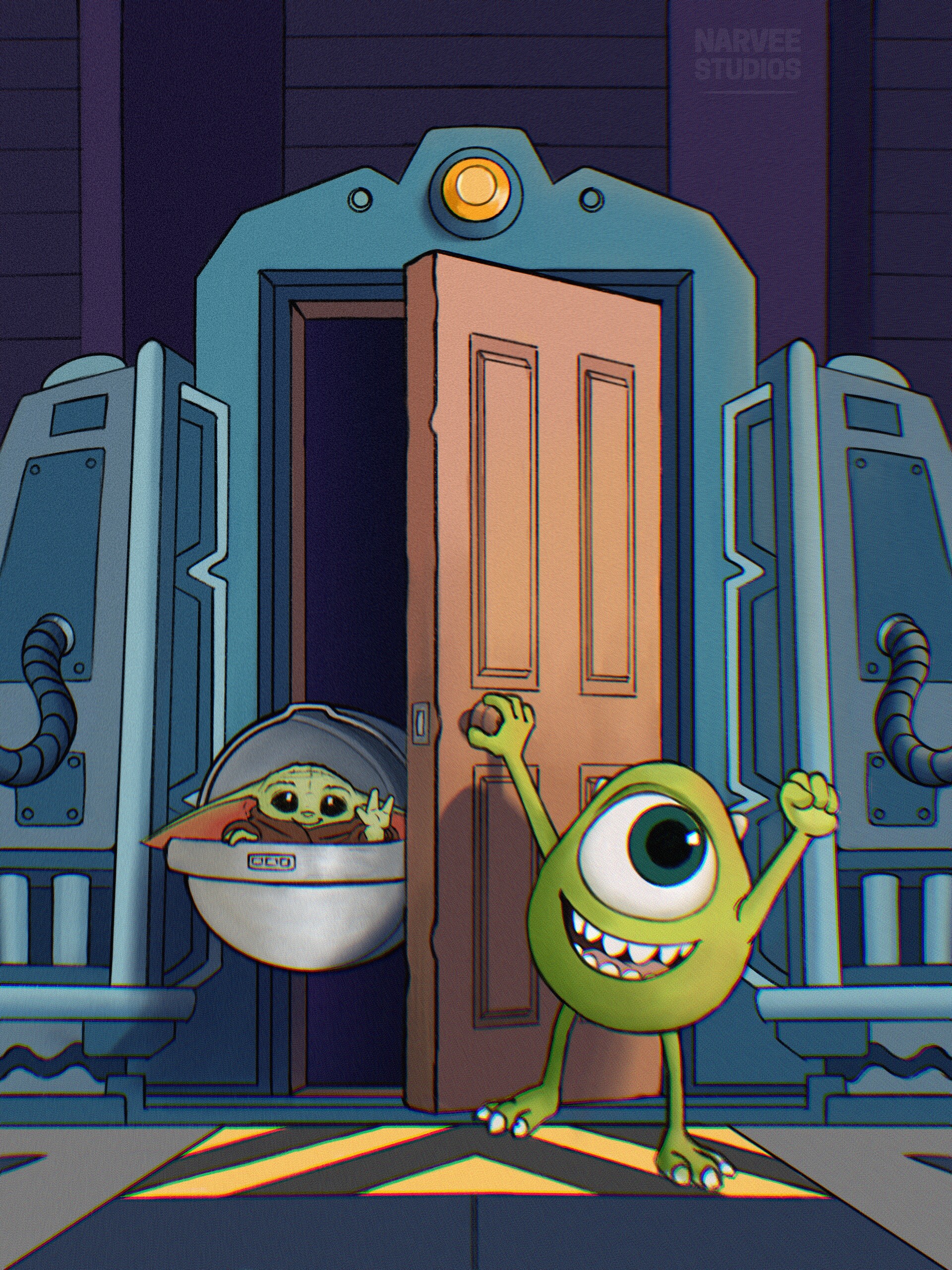 ArtStation - Young Mike Wazowski and Baby Grogu
