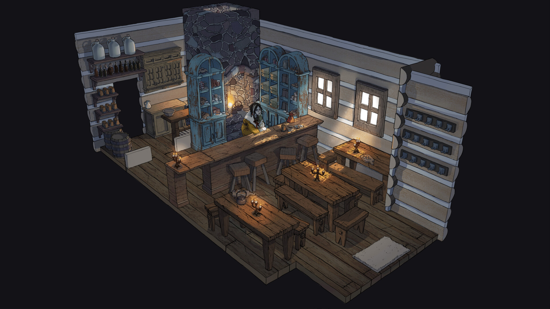 ArtStation - Log Cabin Shop Interior