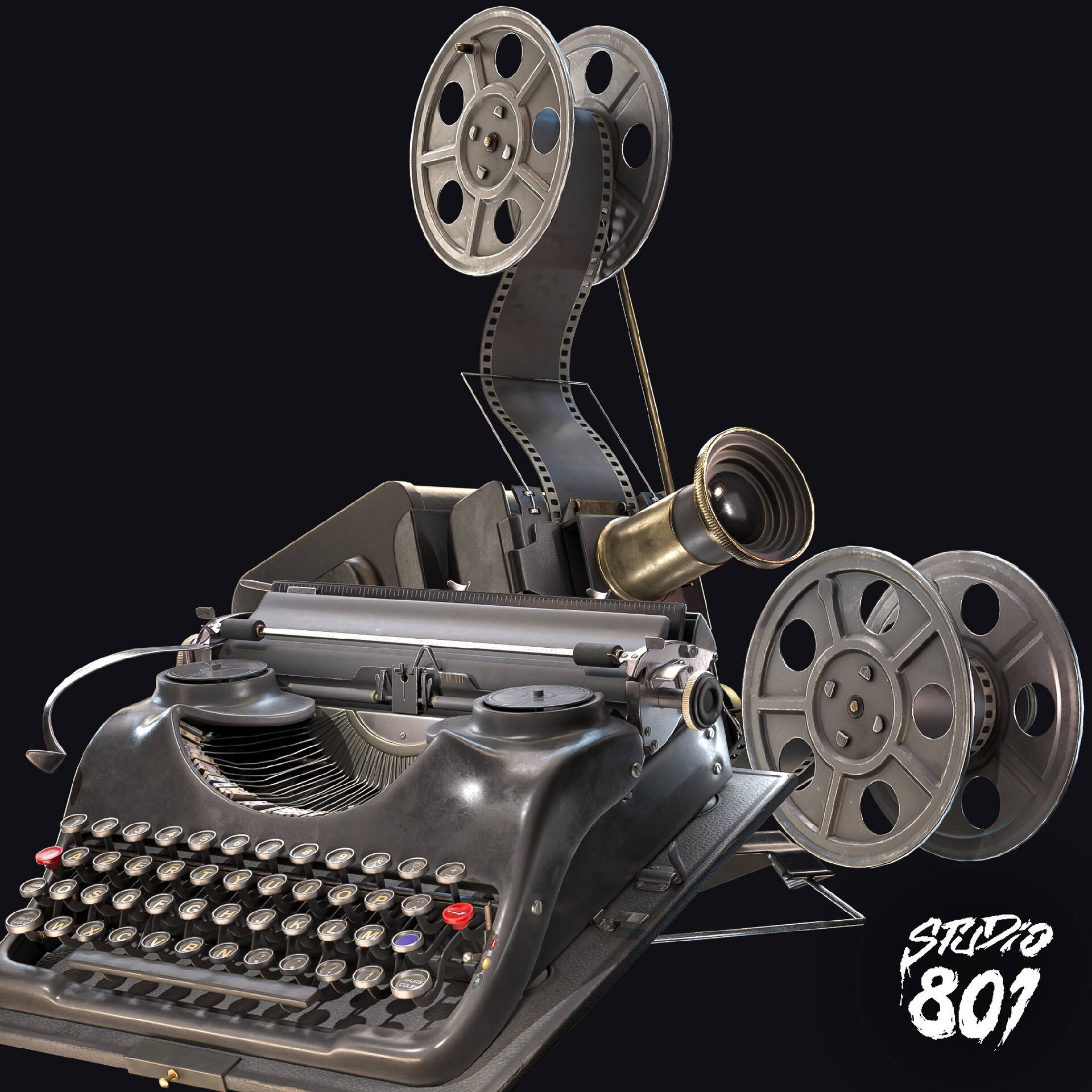 ArtStation - Old Cinematograph and typewriter