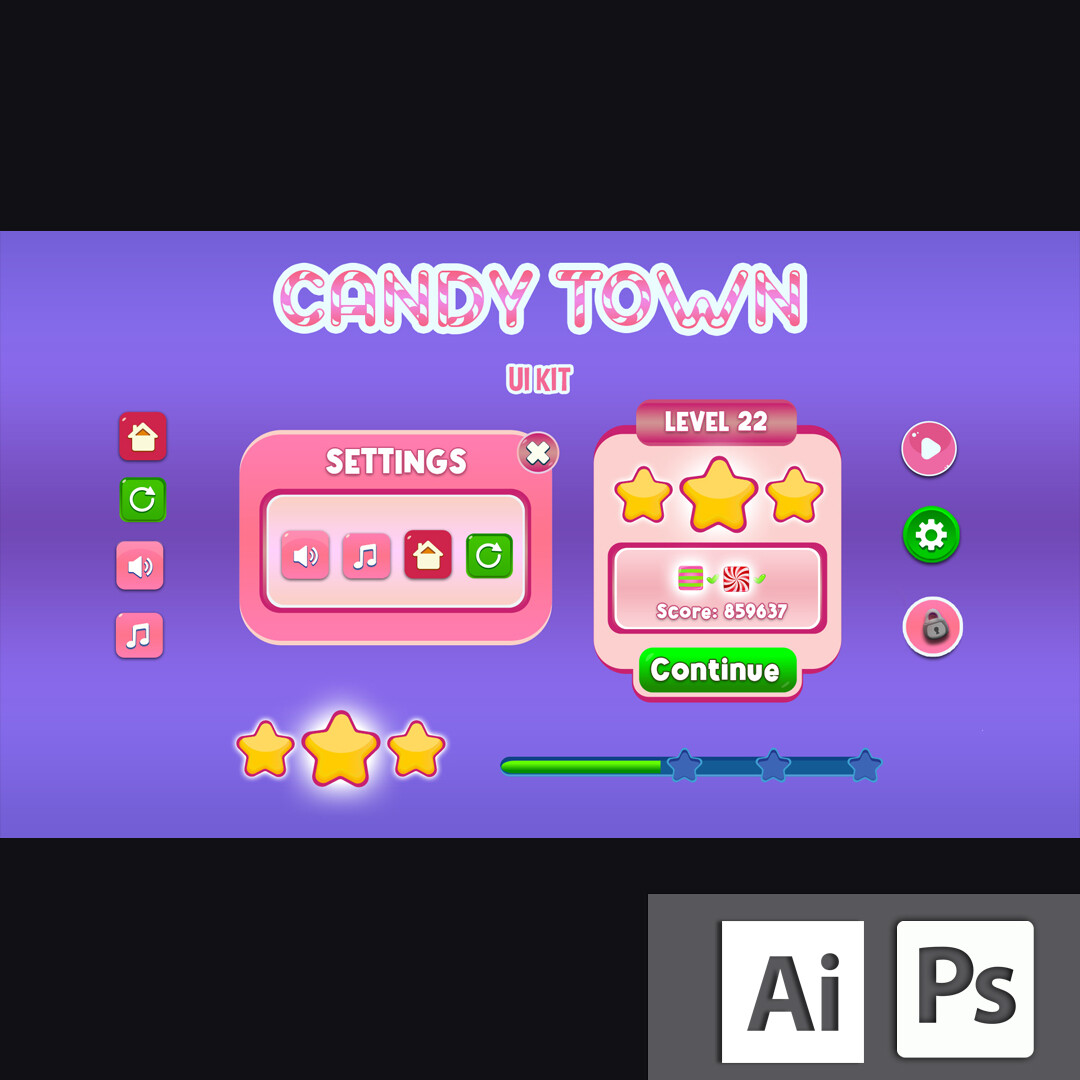 ArtStation - Candy Town UI KIT