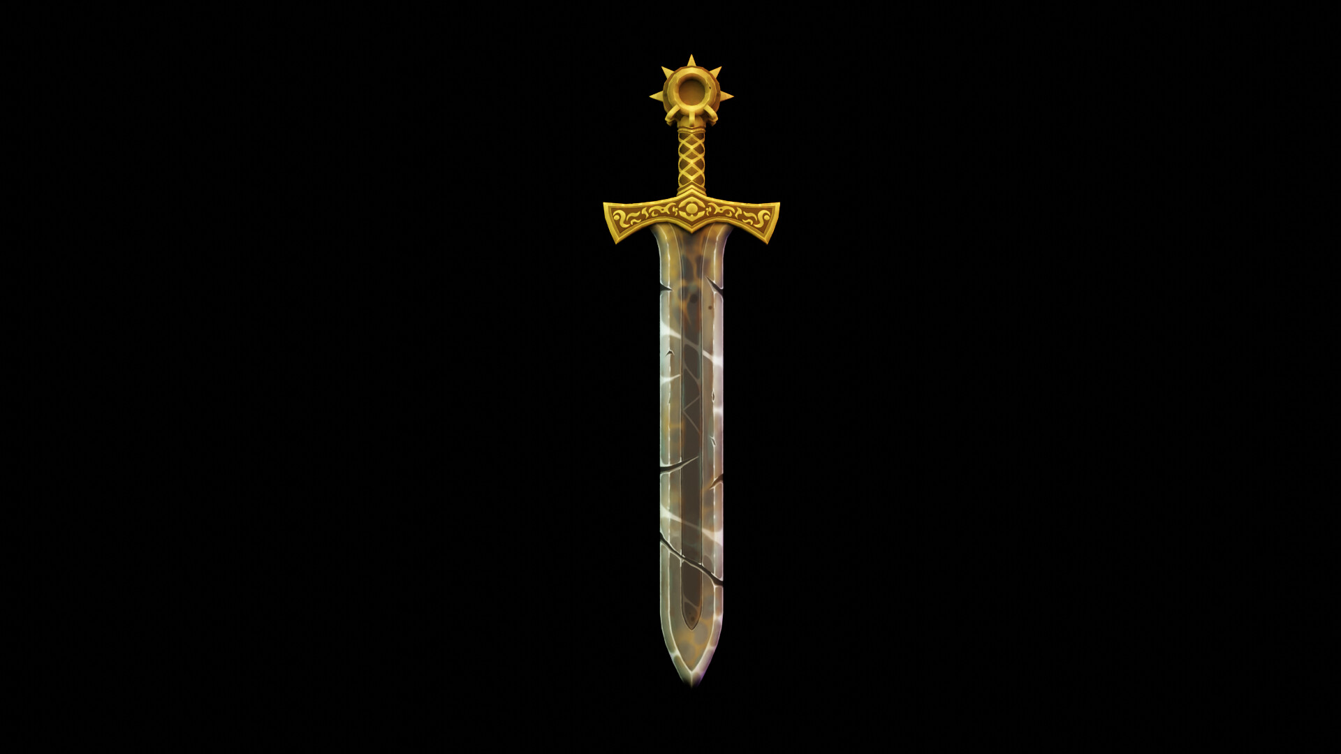 ArtStation - Handpainted Runed Golden Sword