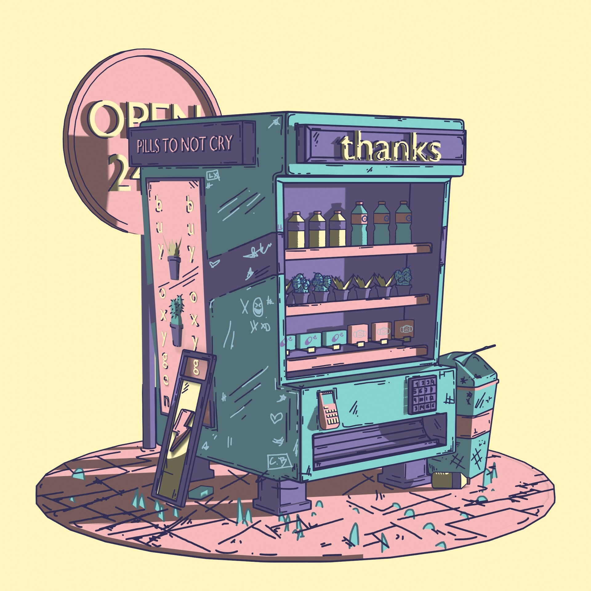 ArtStation - Cartoon style vending machine