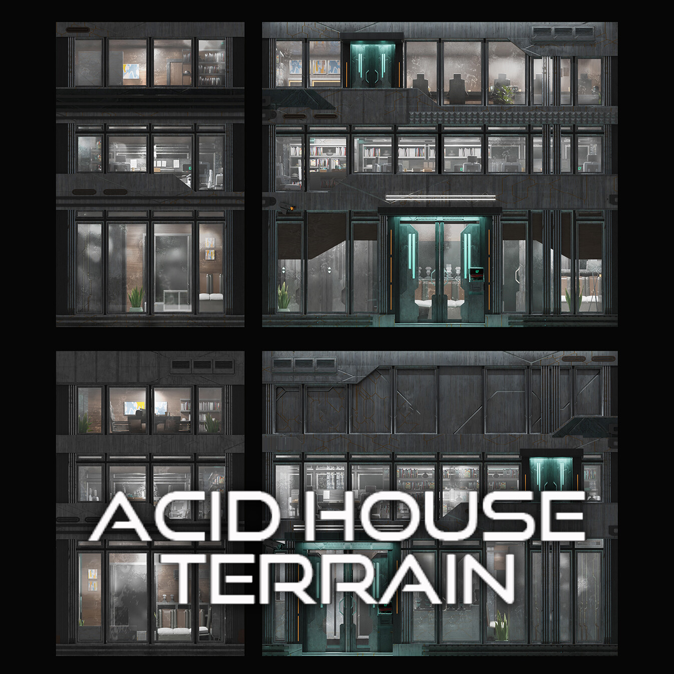 ArtStation - ACID HOUSE TERRAIN Cyberpunk - Corporate Building