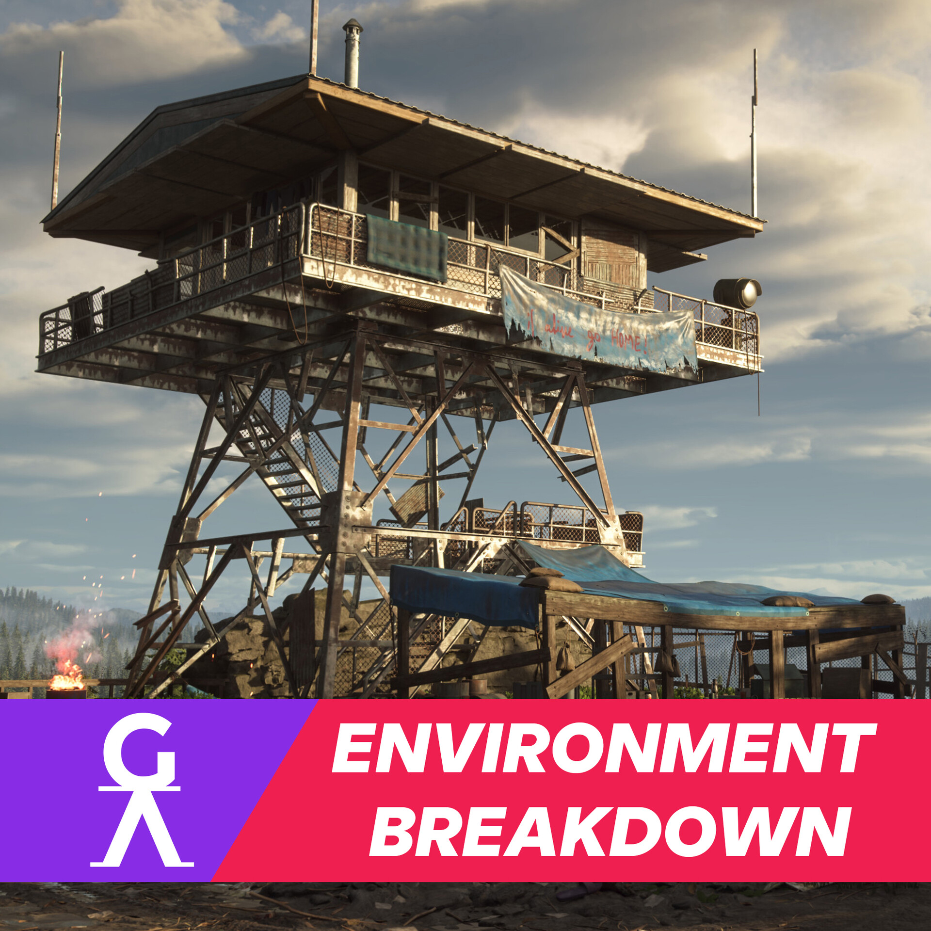 ArtStation - Fire Watch Tower - Environment Breakdown - Netraraj Pun