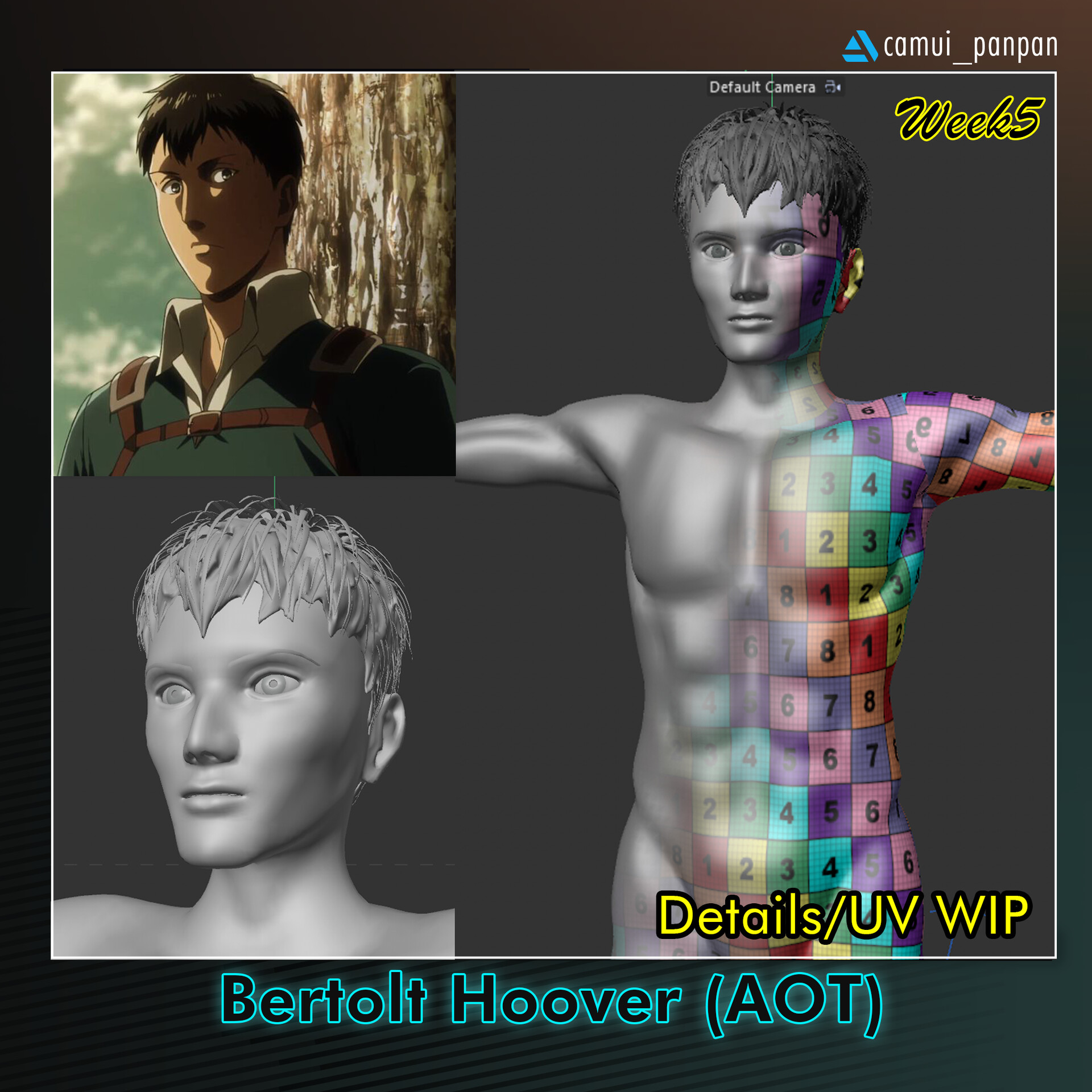 ArtStation - Attack On Titan Bertolt Hoover Character Modeling (in progress)