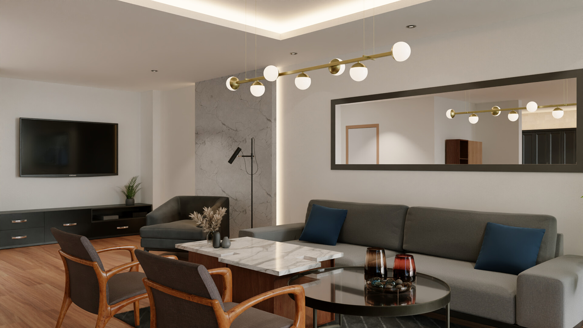 ArtStation - Kitchen/Living&Dining area interior design from floor plans