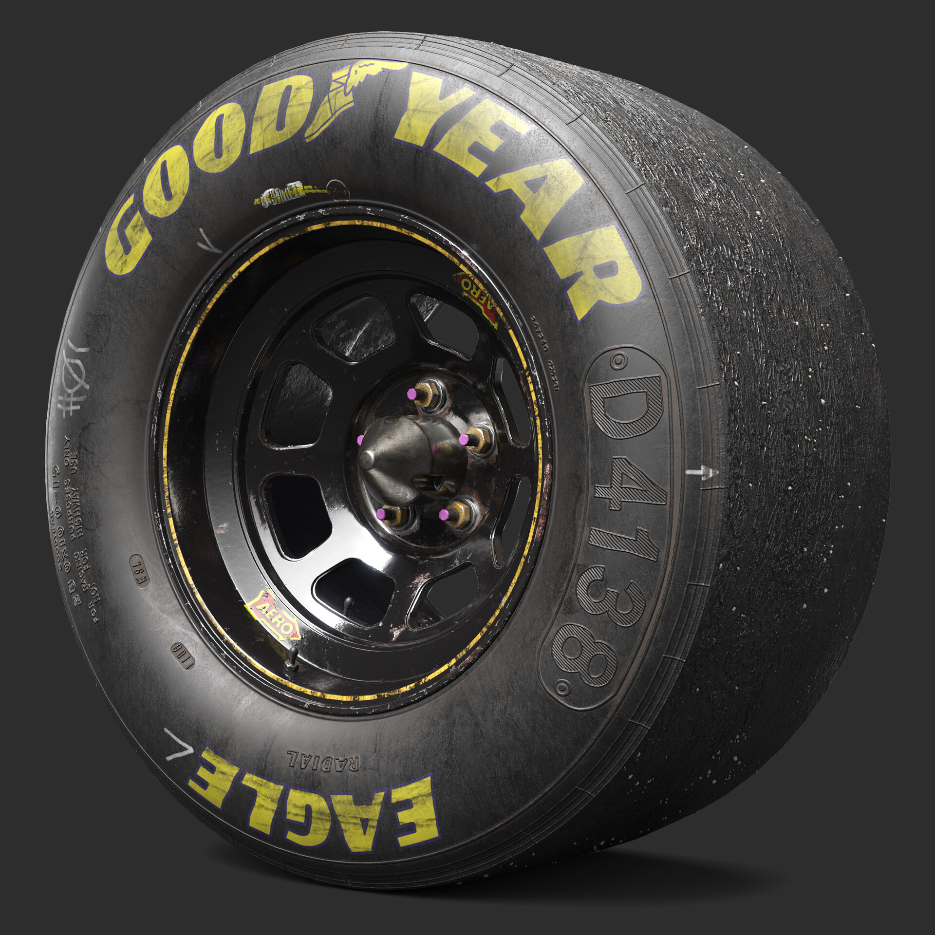 ArtStation - NASCAR Worn Wheel From 00`s. Low Poly.