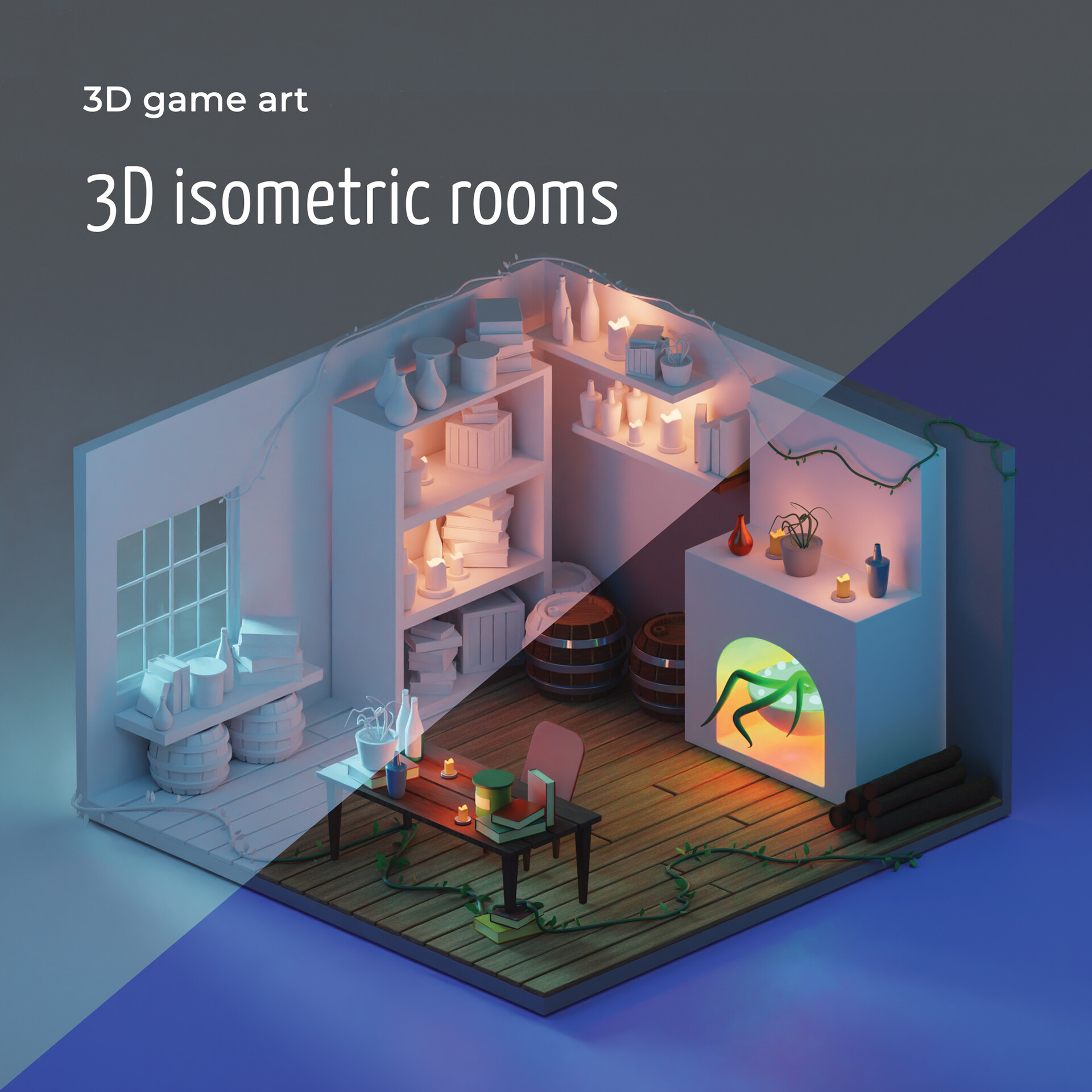 ArtStation - Isometric 3d rooms