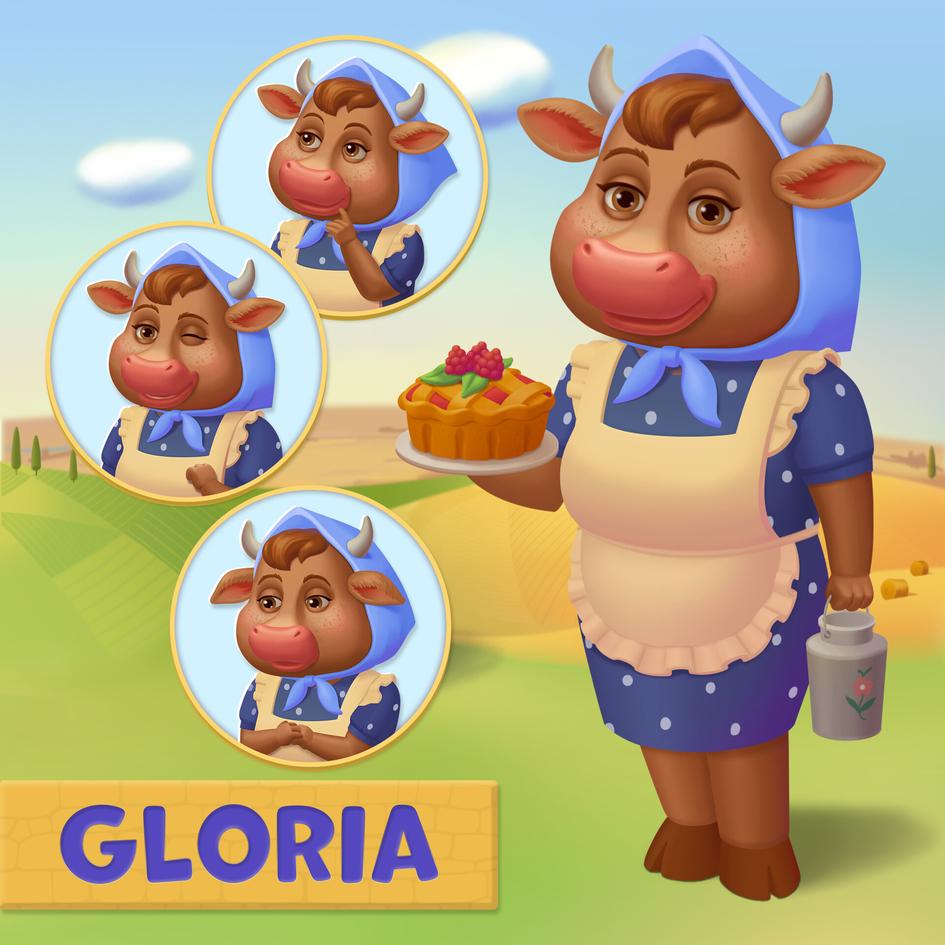 ArtStation - Character design Gloria for my made-up game 'Provence farm'