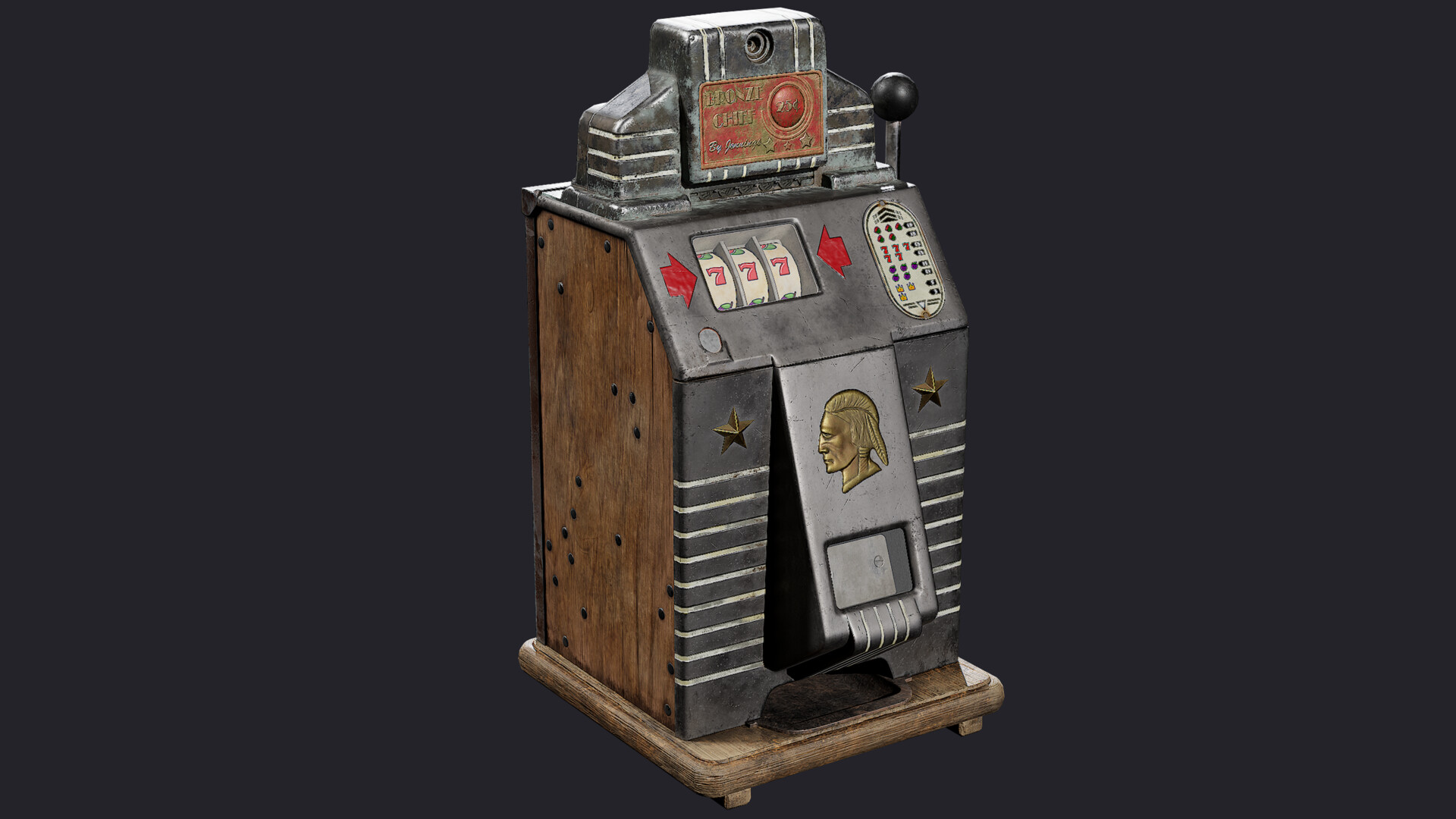 ArtStation - Vintage Slot Machine (Bronze Chief by O. D. Jennings & Co.)