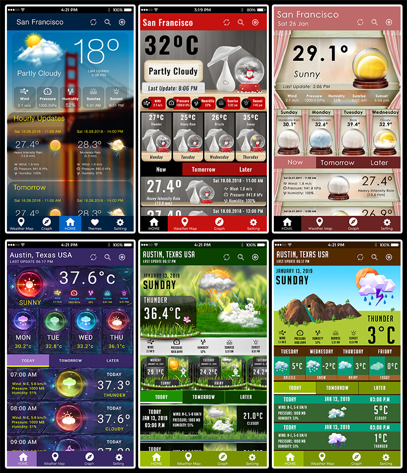 ArtStation - 45+ Themes for Weather Mobile App