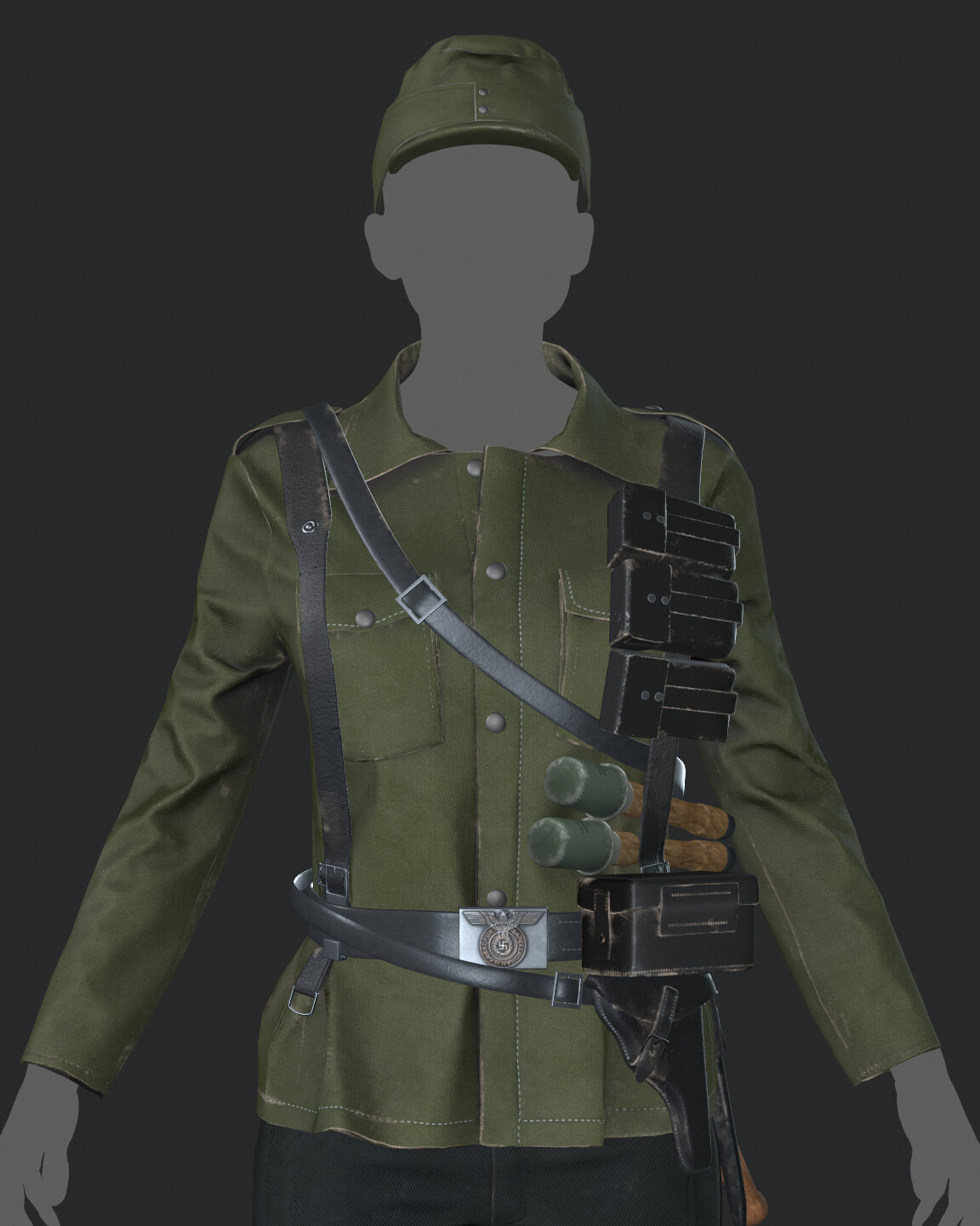 ArtStation - Female soldier costume WW2 Game-Res