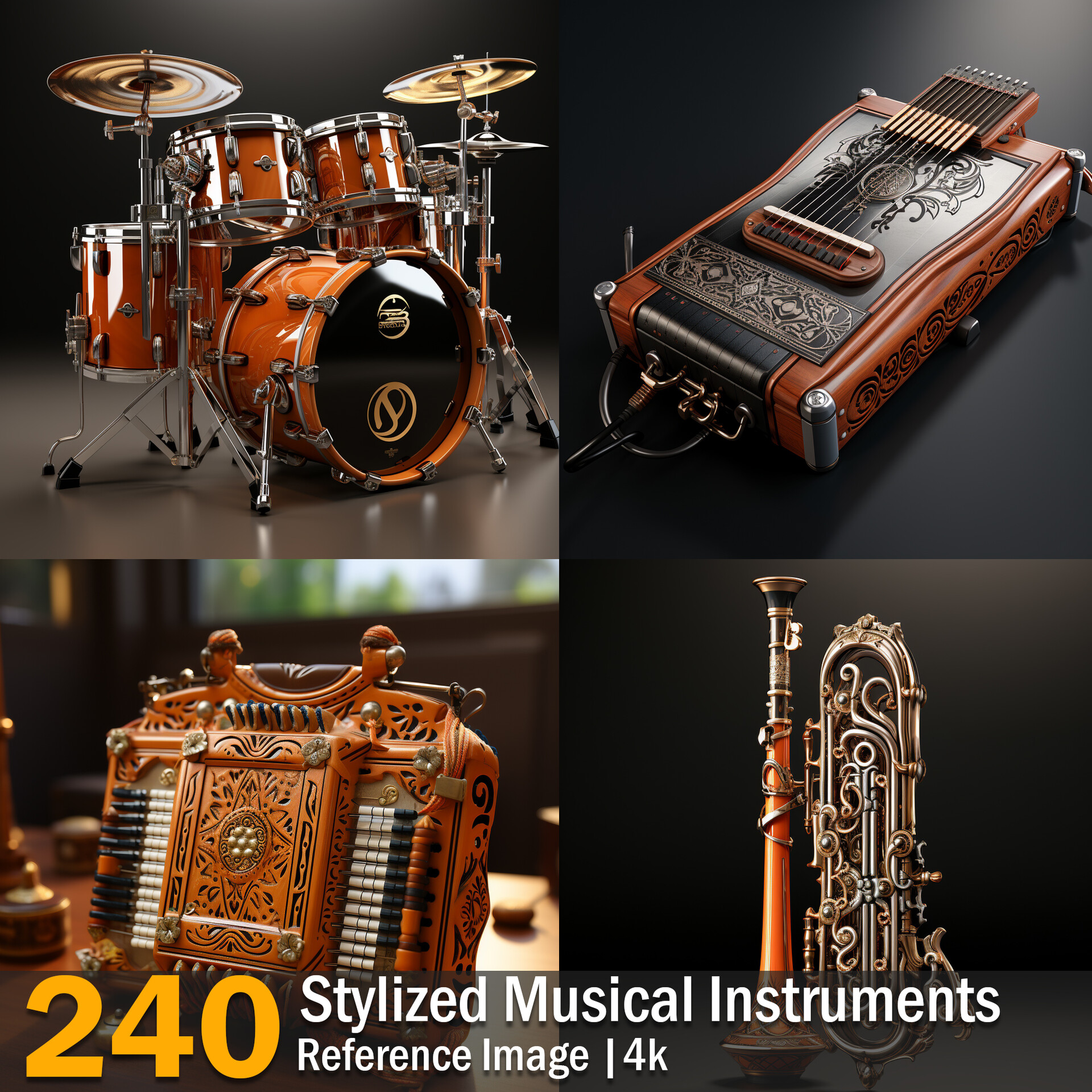 ArtStation - Stylized Musical Instruments | Reference Images | 4K