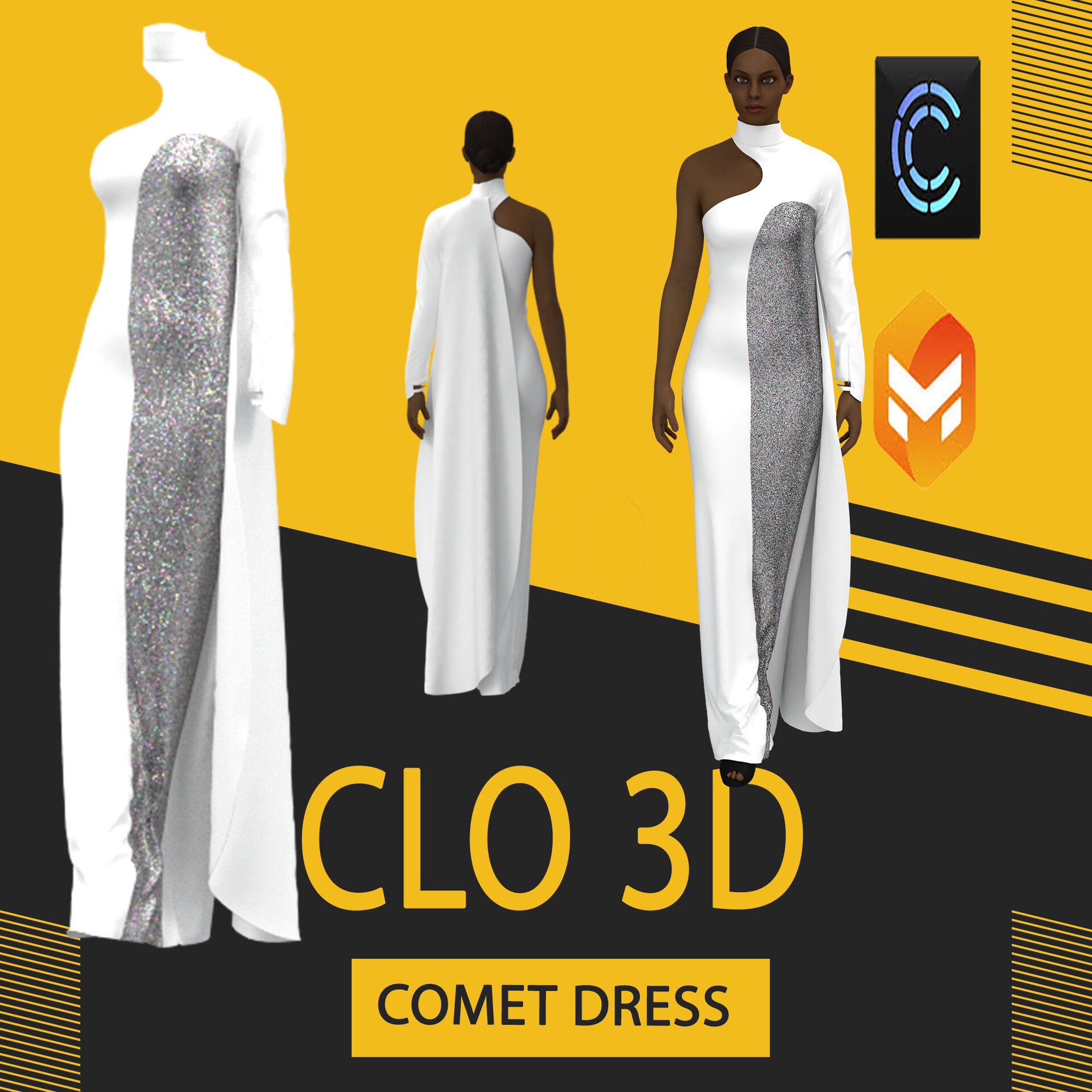 ArtStation - comet dress,Marvelous Designer or Clo3D (ZPRJ)