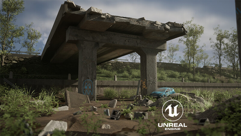 ArtStation - Megascan Environment Level Design - Post Apocalyptic Bridge