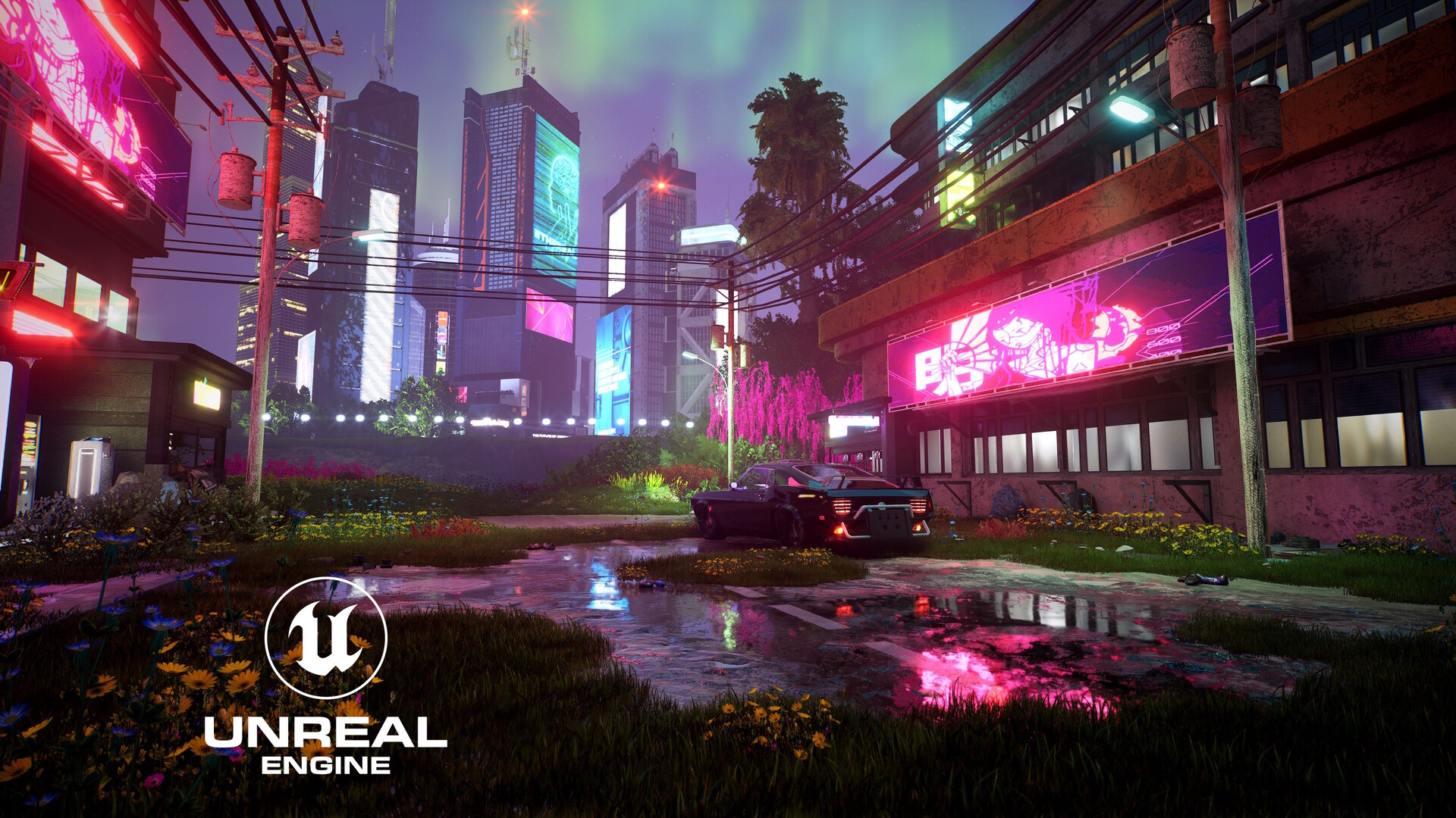 ArtStation - Unreal Engine 5 - Cyberpunk Alley, End of the road