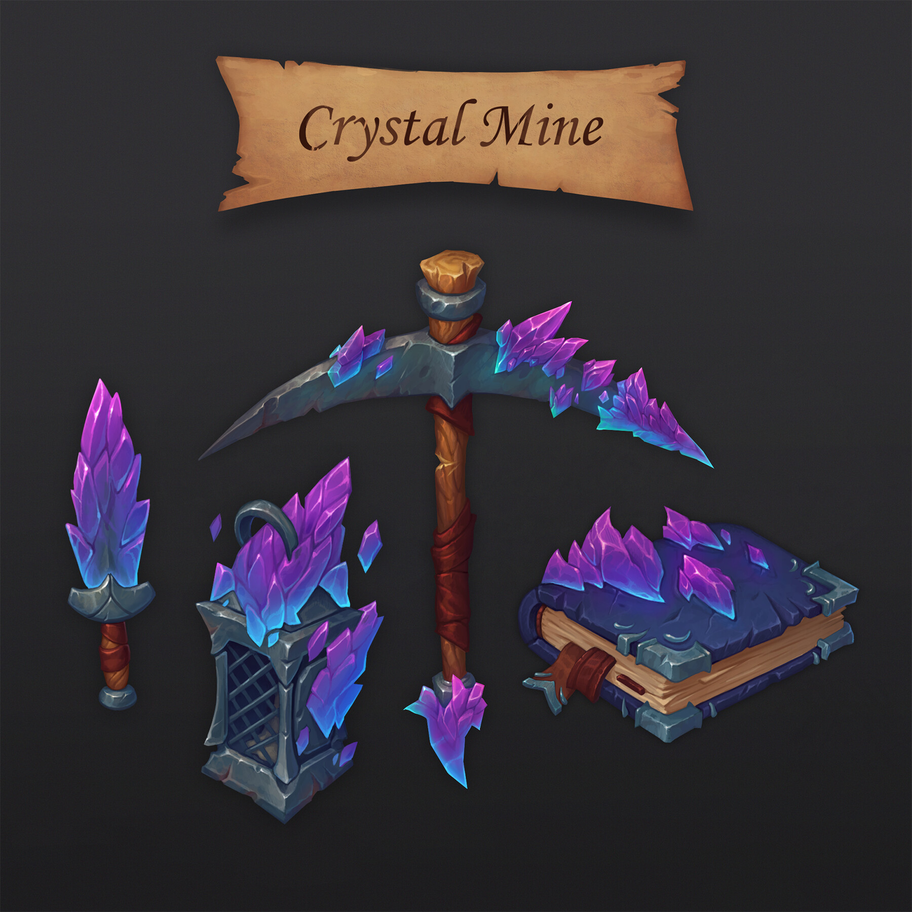 ArtStation - Crystal mine items
