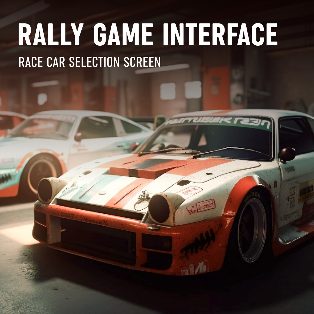 ArtStation - Rally race game interface: car selection screen