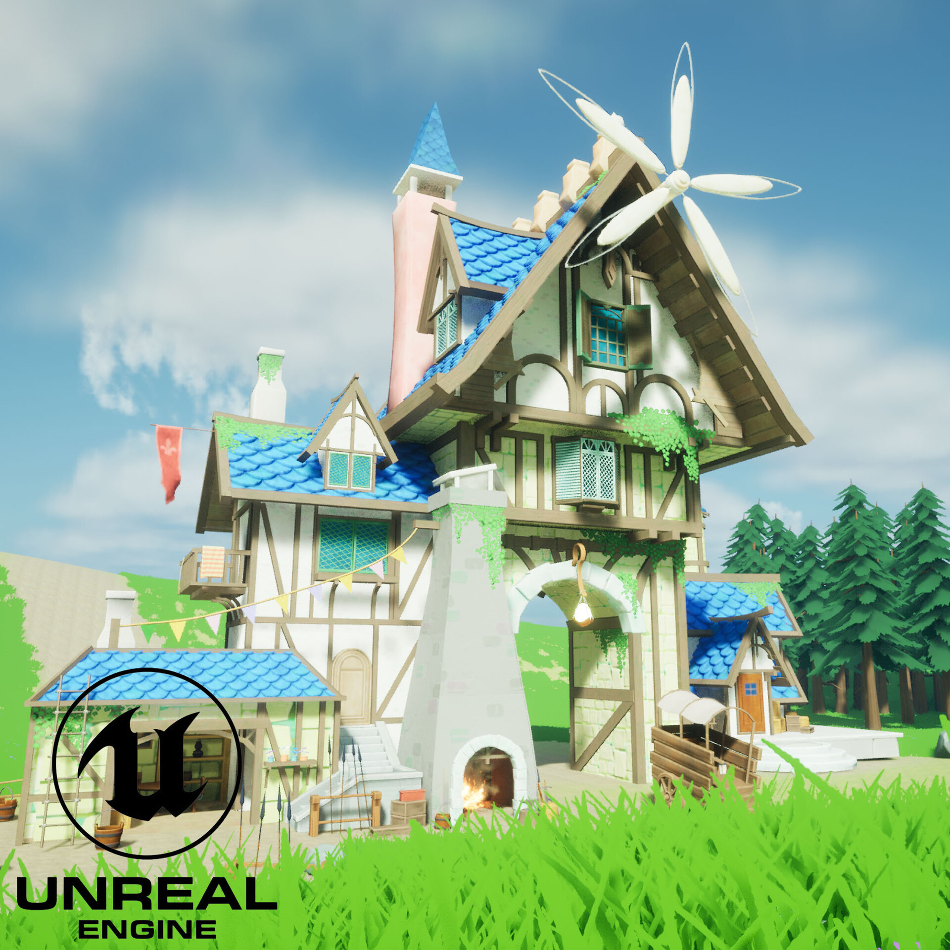 ArtStation - stylized country windmill house [practice]