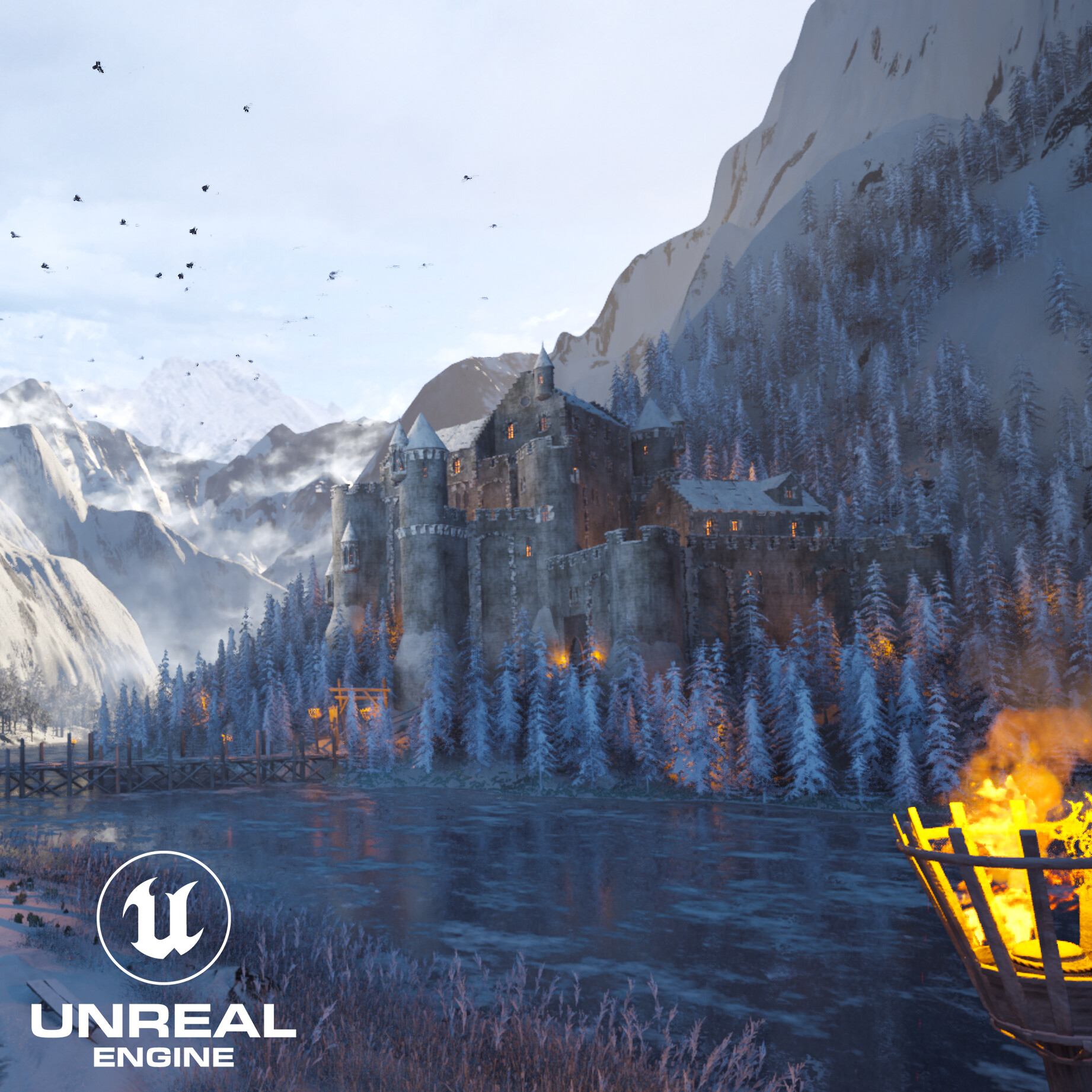 ArtStation - Medieval snow village