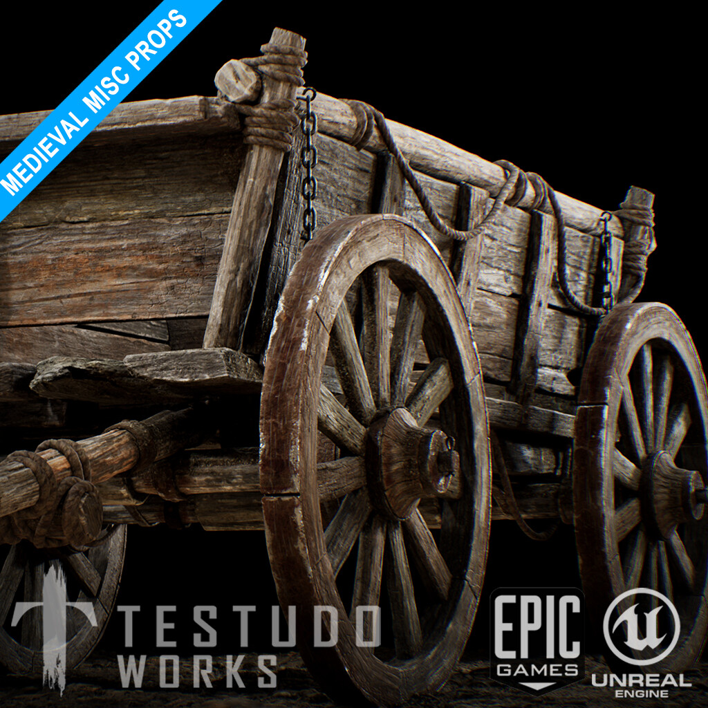 ArtStation - Medieval Misc Props Pack - Wooden Cart 01