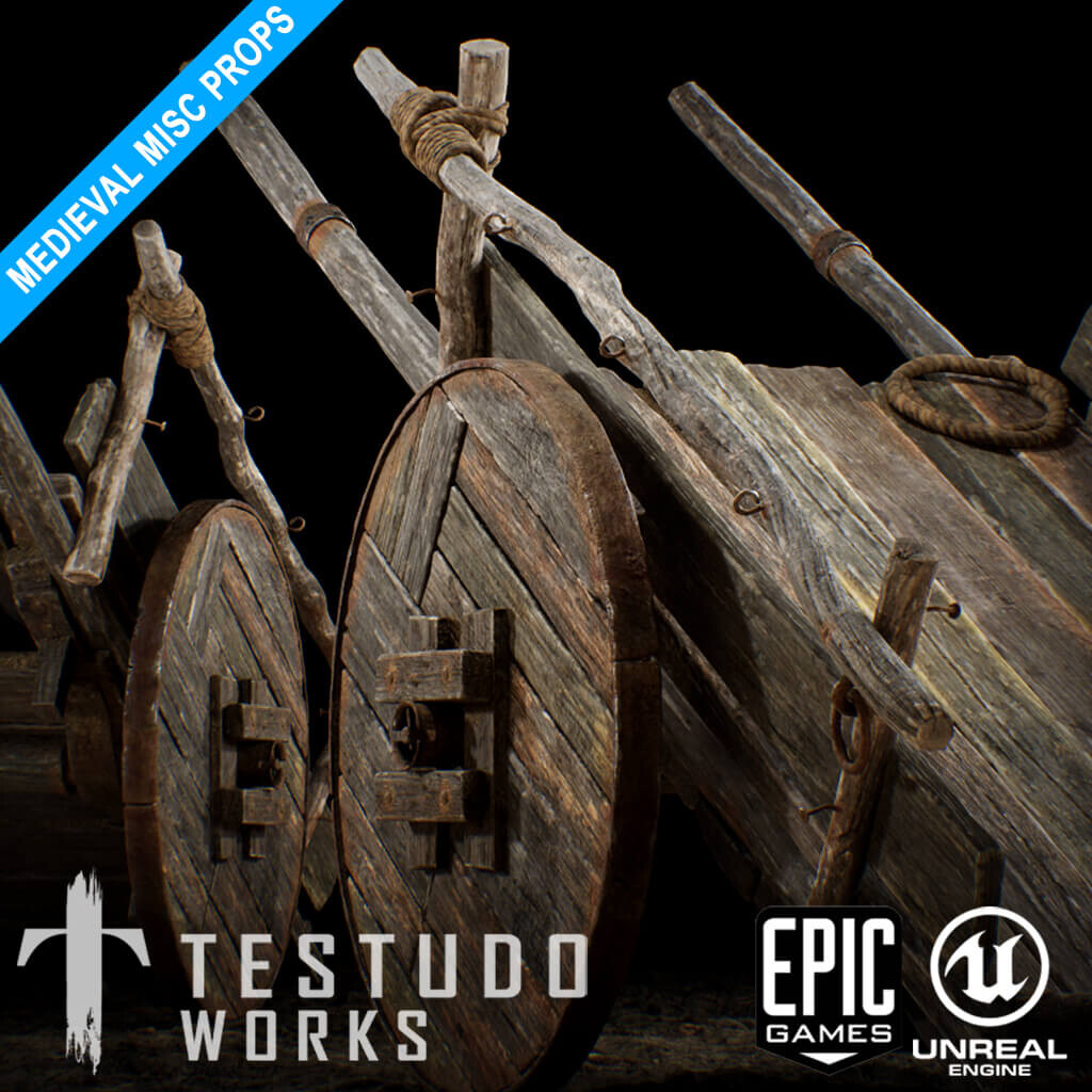ArtStation - Medieval Misc Props Pack - Wooden Cart 03