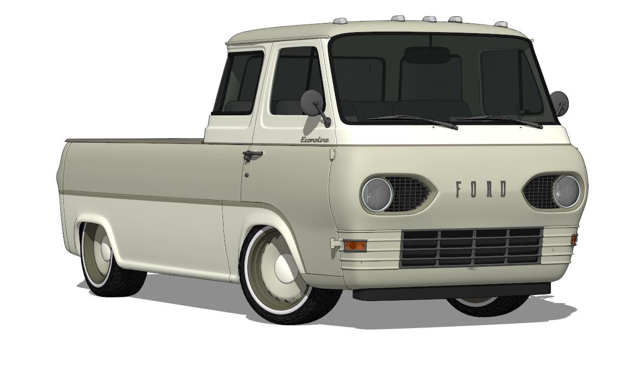 ArtStation - 1961 Ford E100 Econoline Extended Cab Lowered