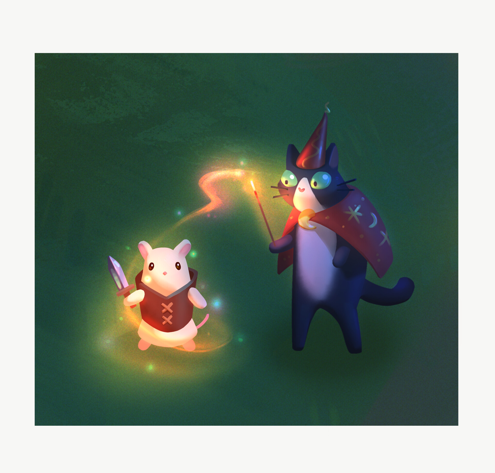 ArtStation - Cat-wizard vs mouse-warrior