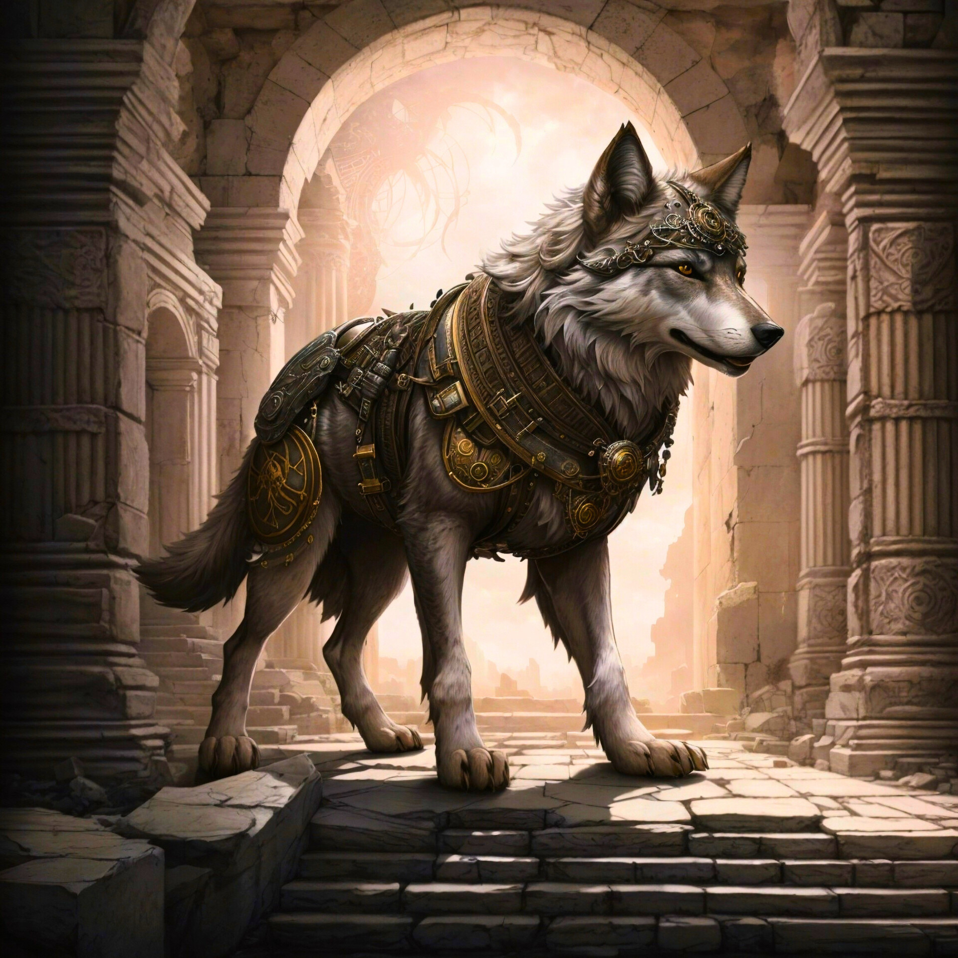 ArtStation - Sentinel of the Moonlight: The Armored Wolf