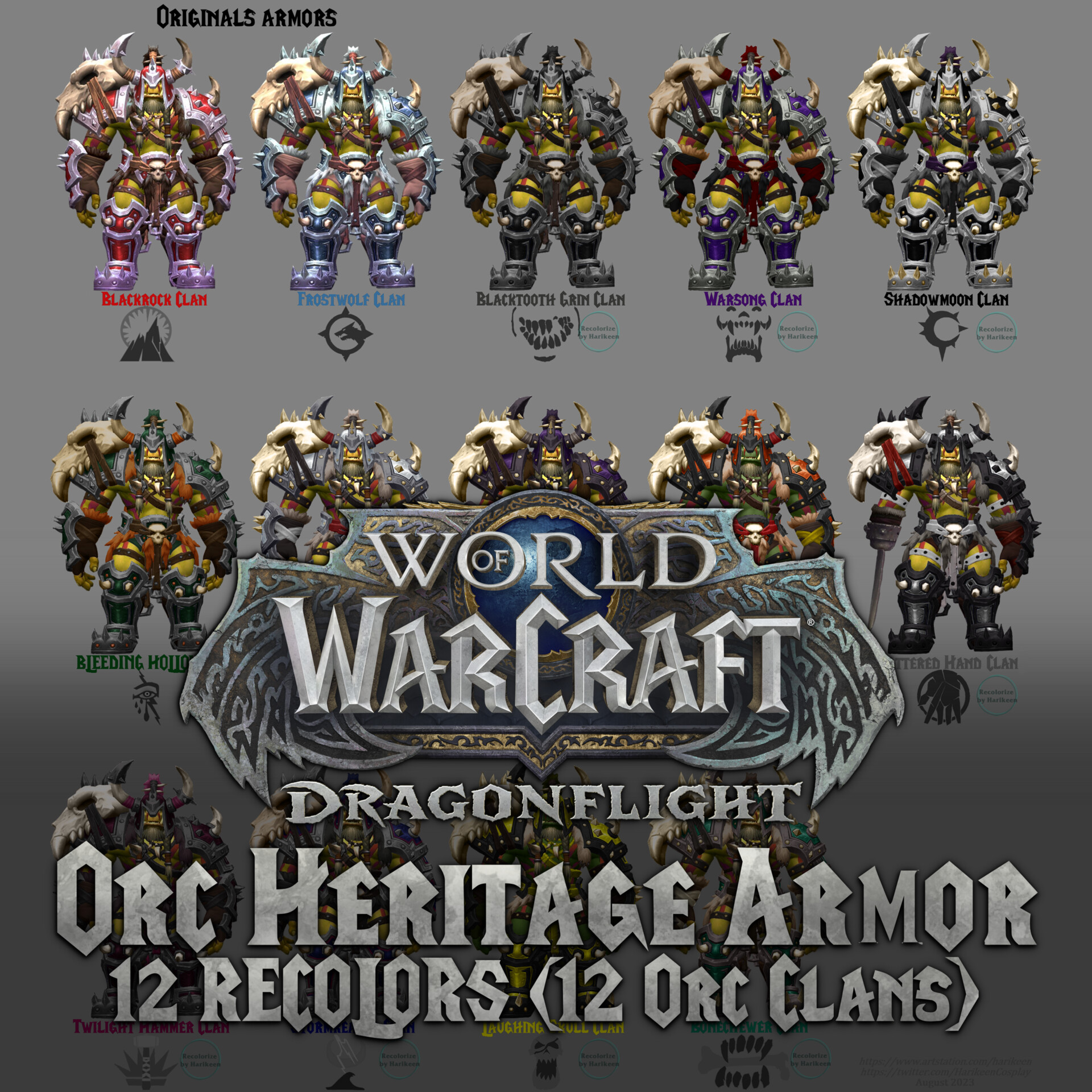 ArtStation - Orc Heritage Armor - 12 RECOLORS (The Orc Clans) by Harikeen [08/08/2023]