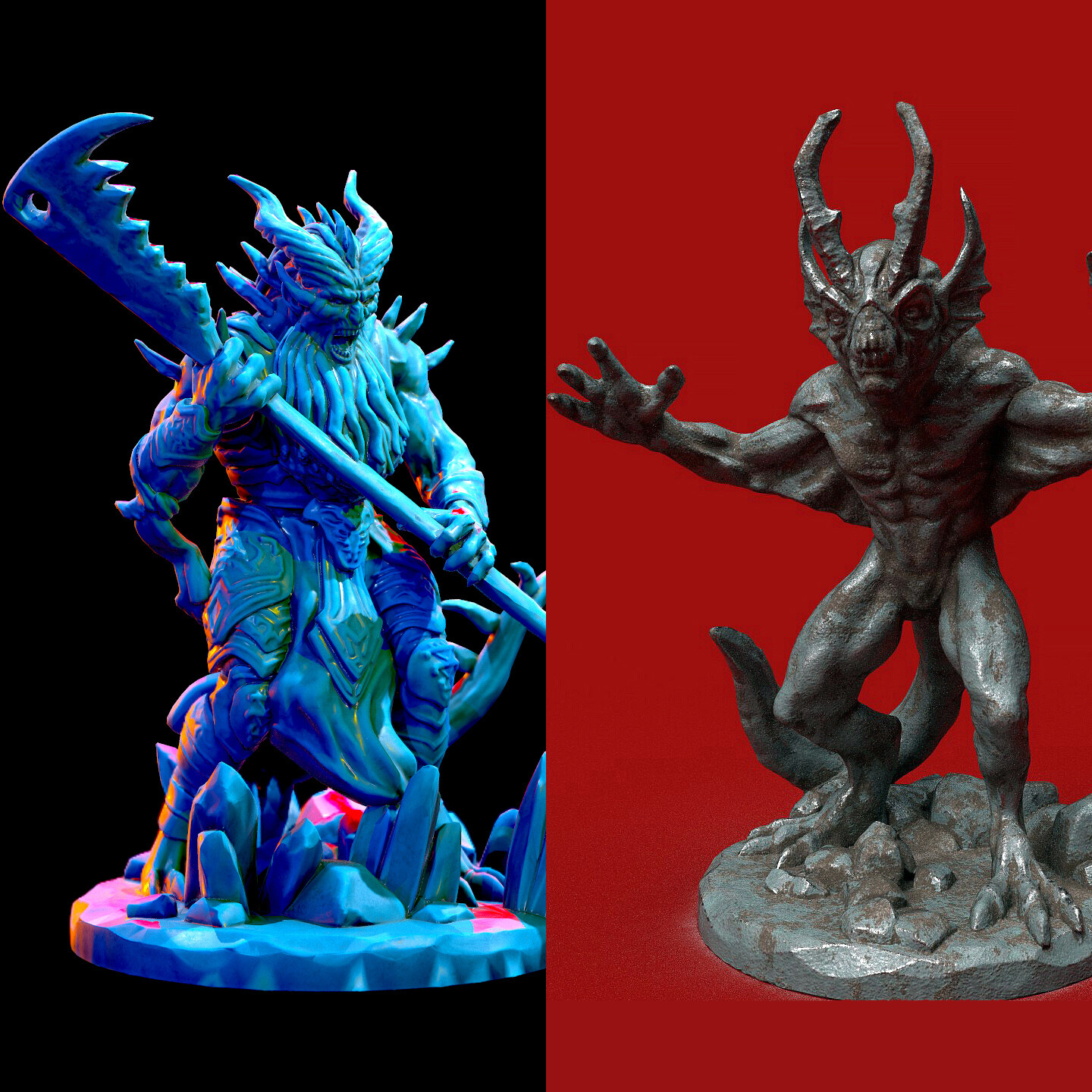 ArtStation - 35mm miniatures Undead Ogre, Quasit, Bearded Fiend.