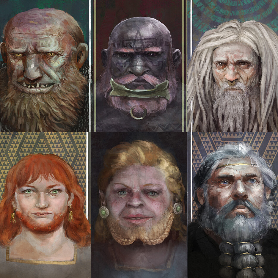 ArtStation - Dwarfs! More NPC portraits