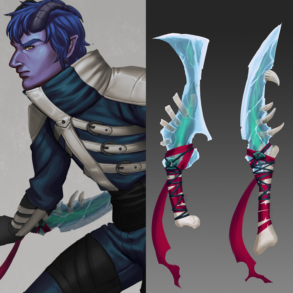 ArtStation - Ice and Bone Daggers with Rogue Tiefling