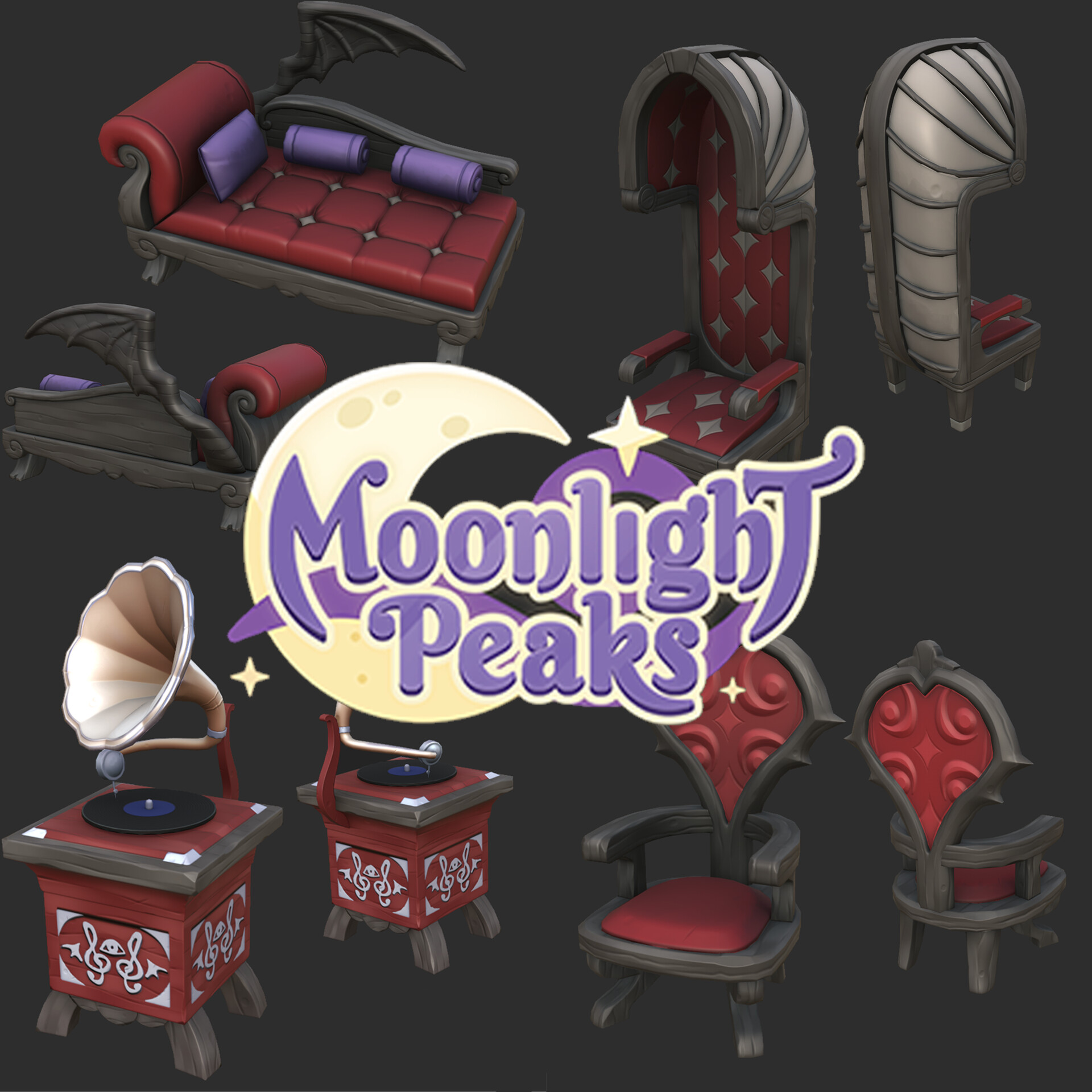ArtStation - Red Interior Props - Moonlight Peaks